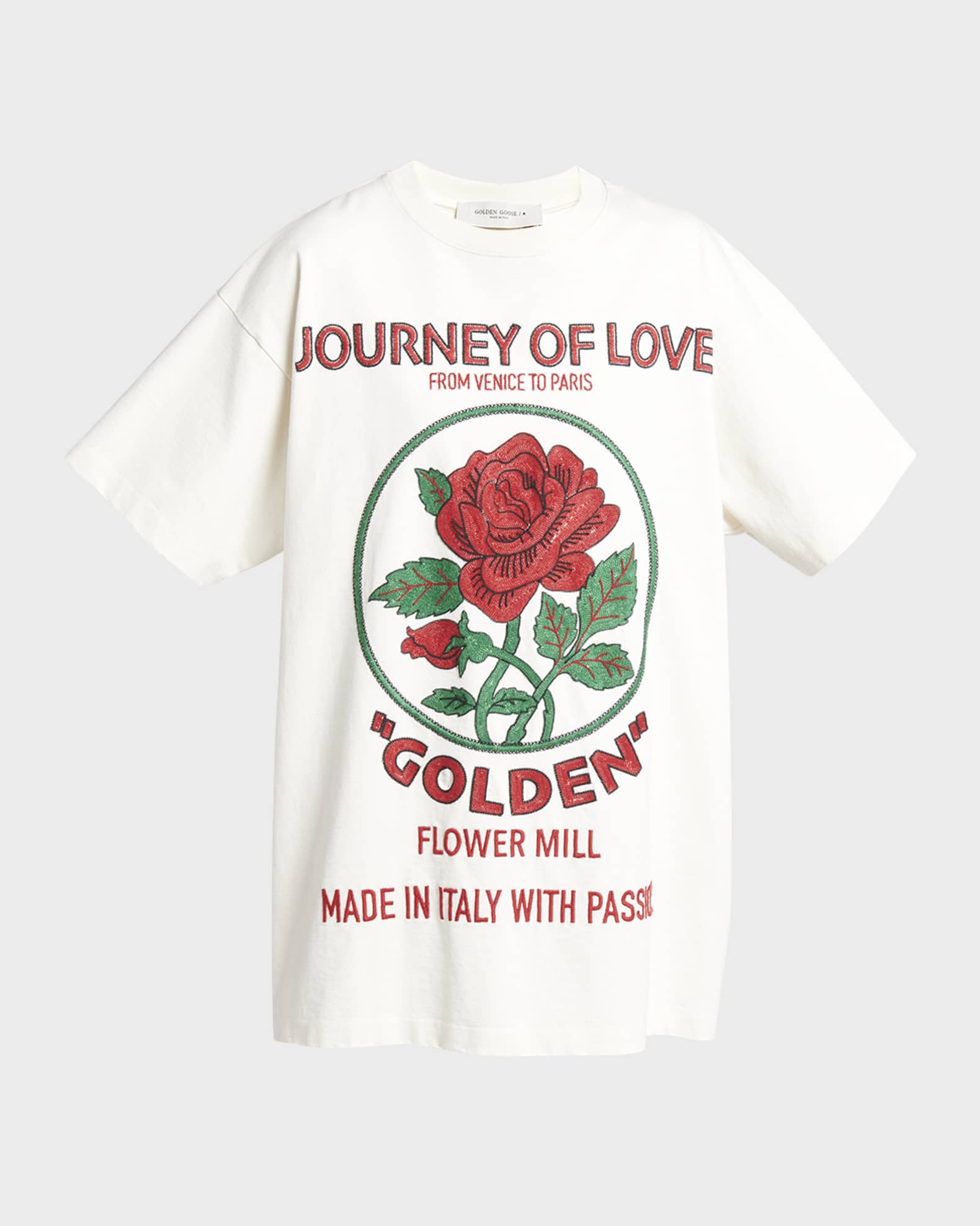 Golden Goose Journey Short-Sleeve Embroidered T-Shirt Dress | Neiman Marcus