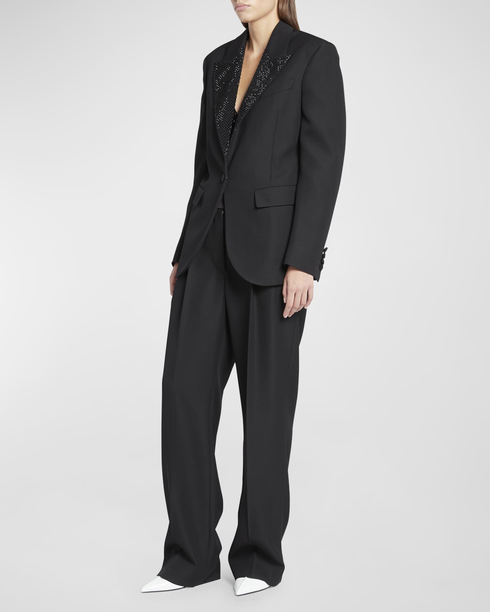 Stella McCartney Tuxedo Jacket with Hotfix Lapel | Neiman Marcus
