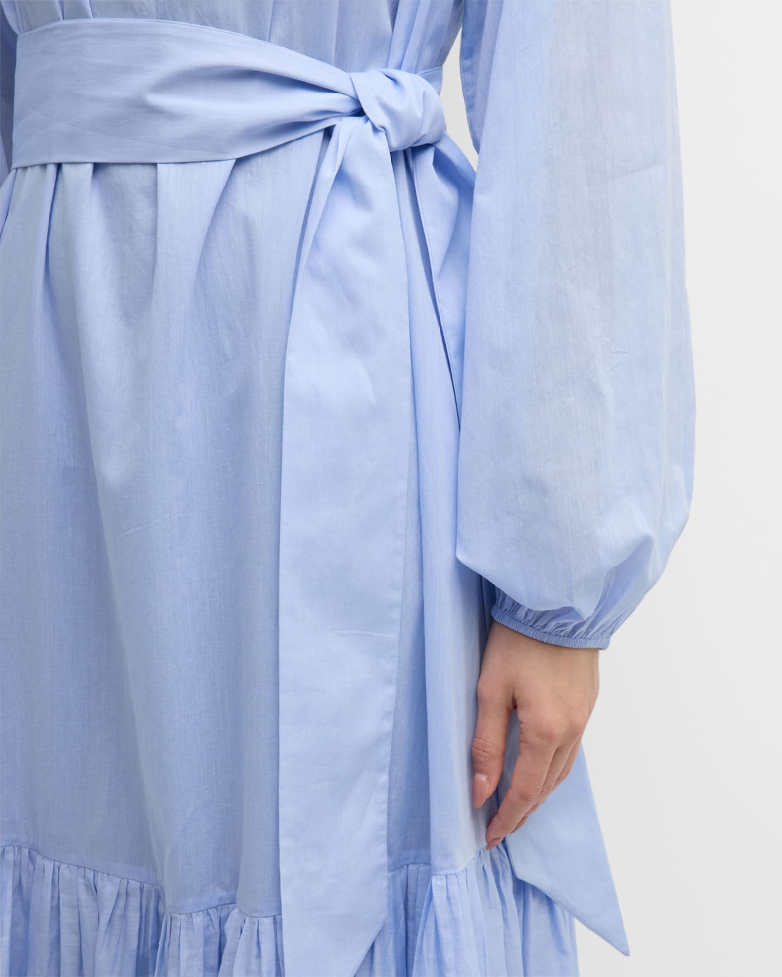 Merlette Verlaine Lace-Inset Cotton Voile Midi Dress | Neiman Marcus