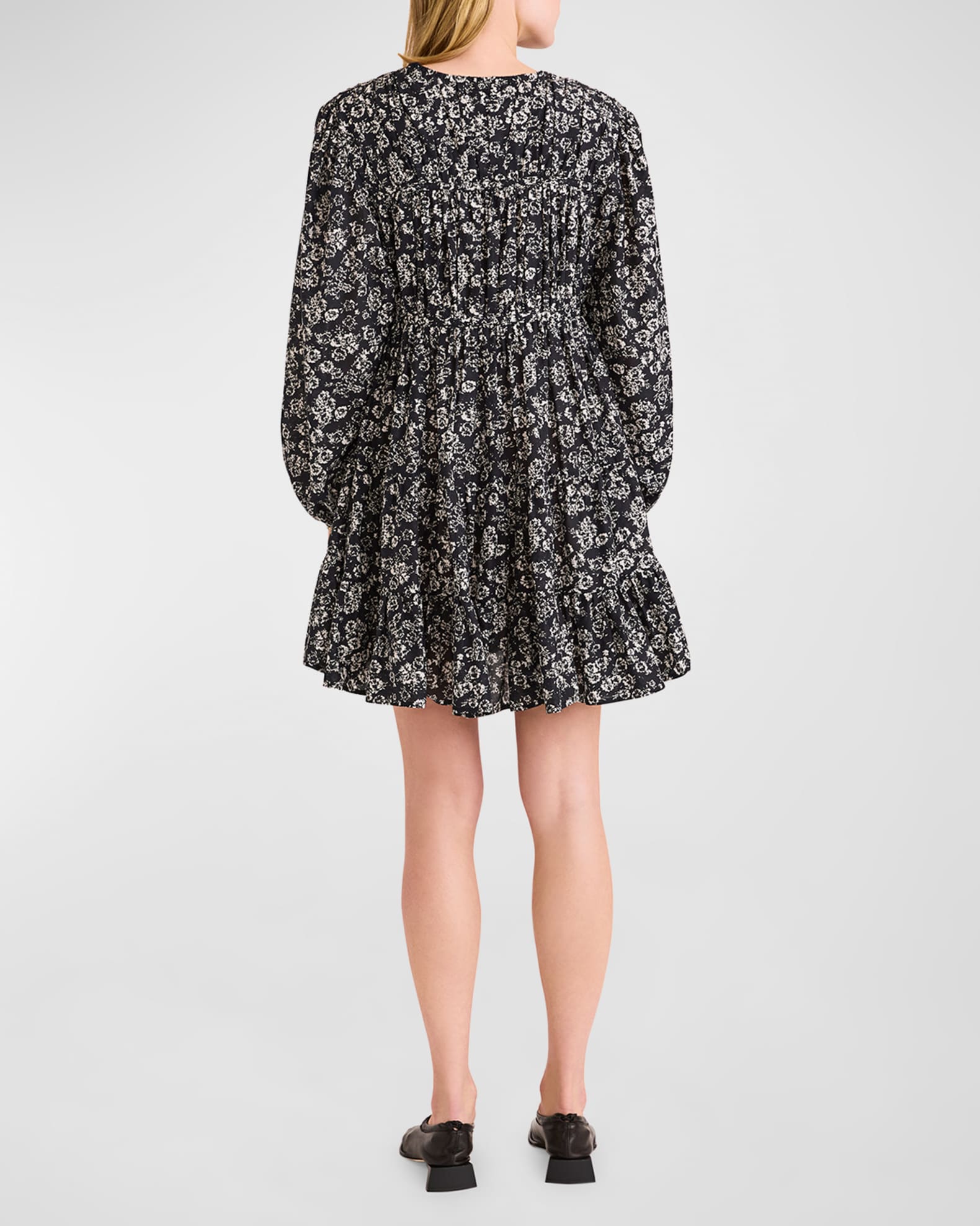 Merlette Lasse Floral-Print Cotton Lawn Mini Dress | Neiman Marcus