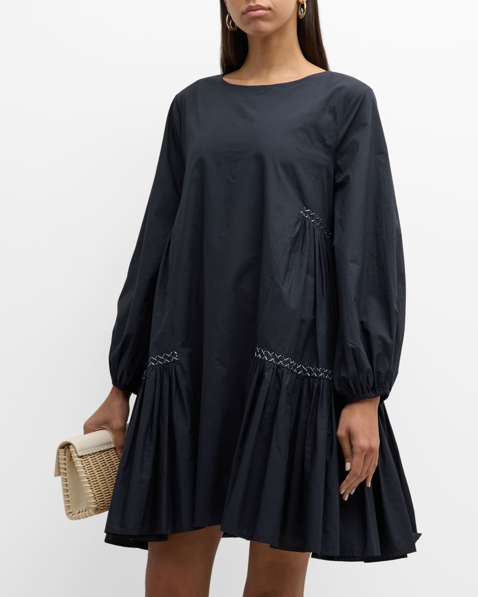 Merlette Byward Tiered Cotton Poplin Mini Dress | Neiman Marcus