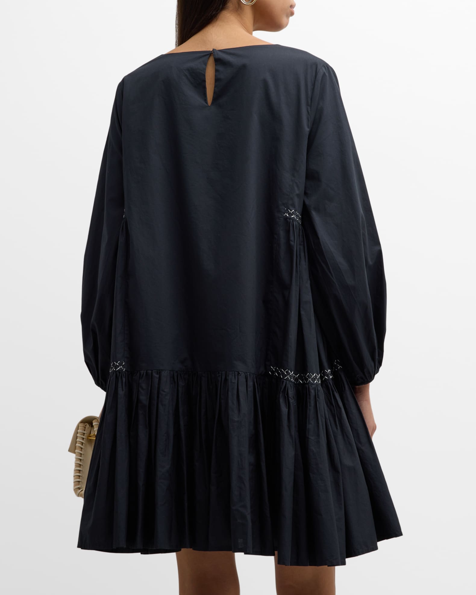 Merlette Byward Tiered Cotton Poplin Mini Dress | Neiman Marcus