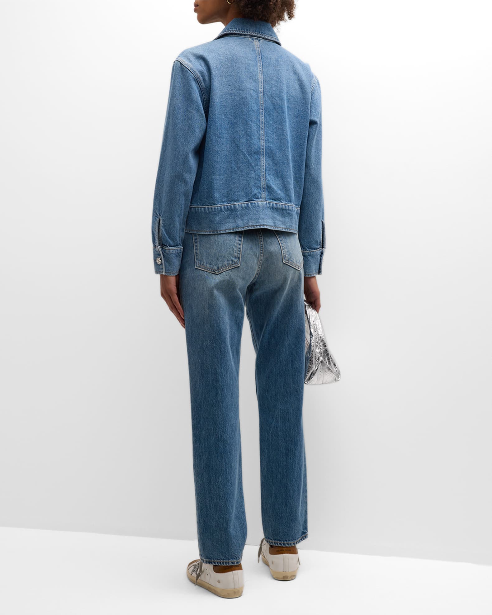 Rails Bianca Embellished-Button Denim Jacket | Neiman Marcus