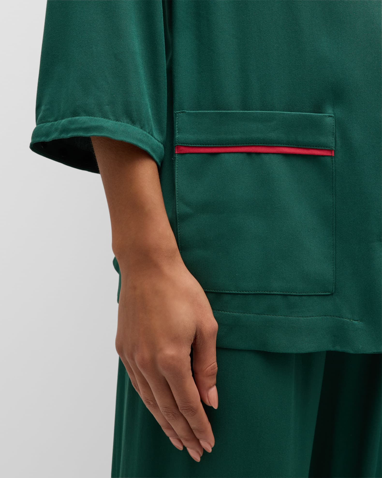 Sleeper Party Feather-Trim Cropped Pajama Set | Neiman Marcus