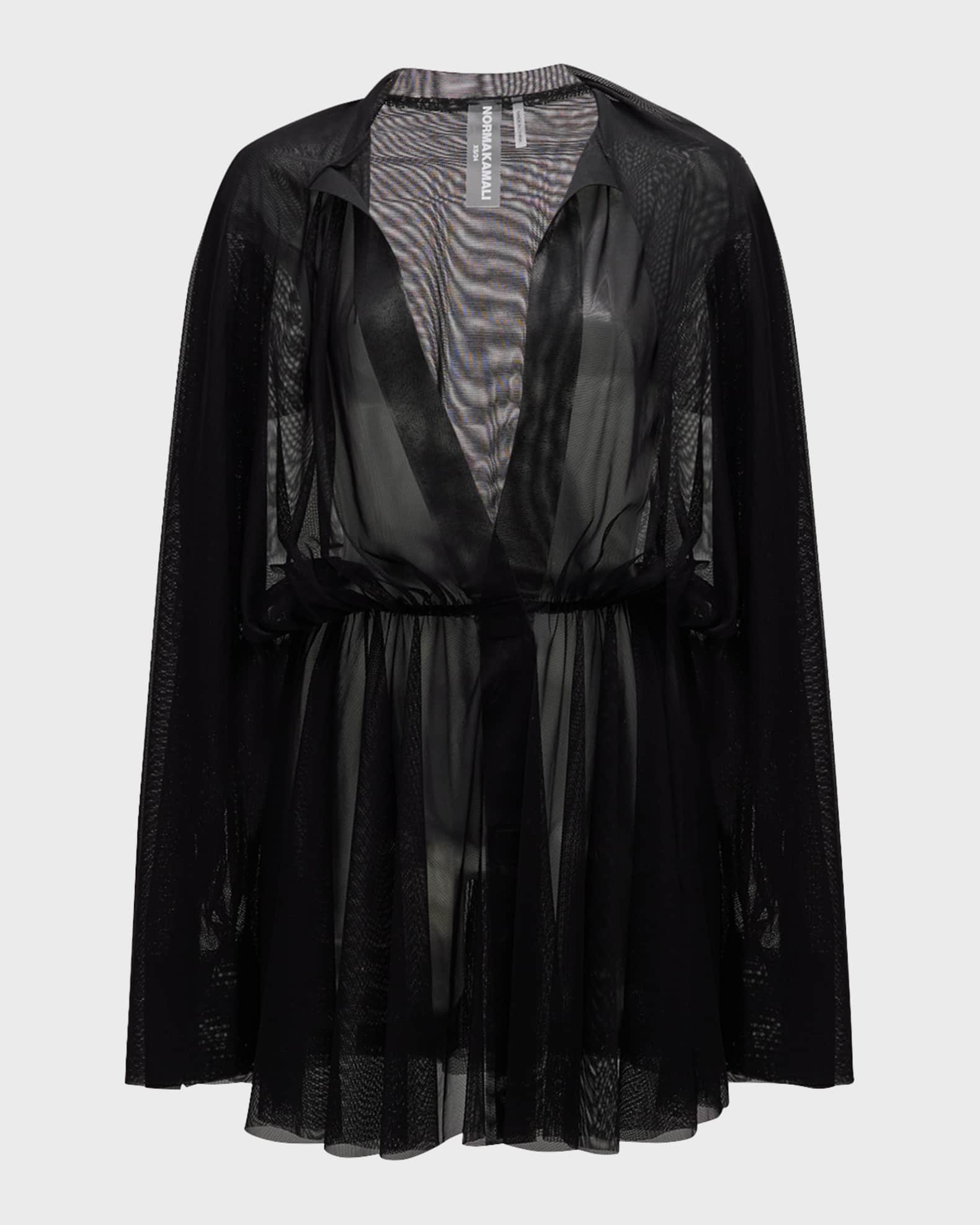 Norma Kamali Super Oversized Boyfriend Semi-Sheer Mini Shirtdress | Neiman Marcus