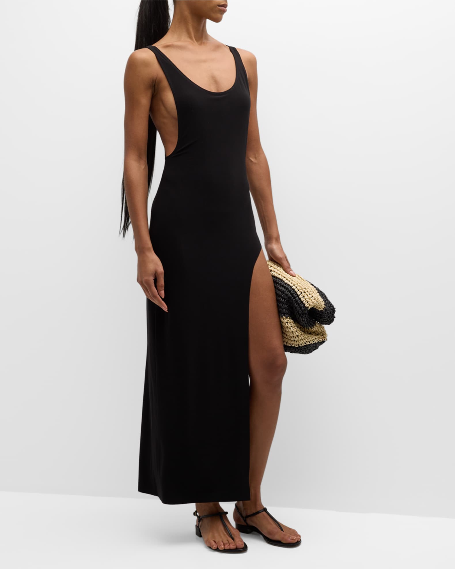 Norma Kamali Marissa Wide Slit Gown | Neiman Marcus