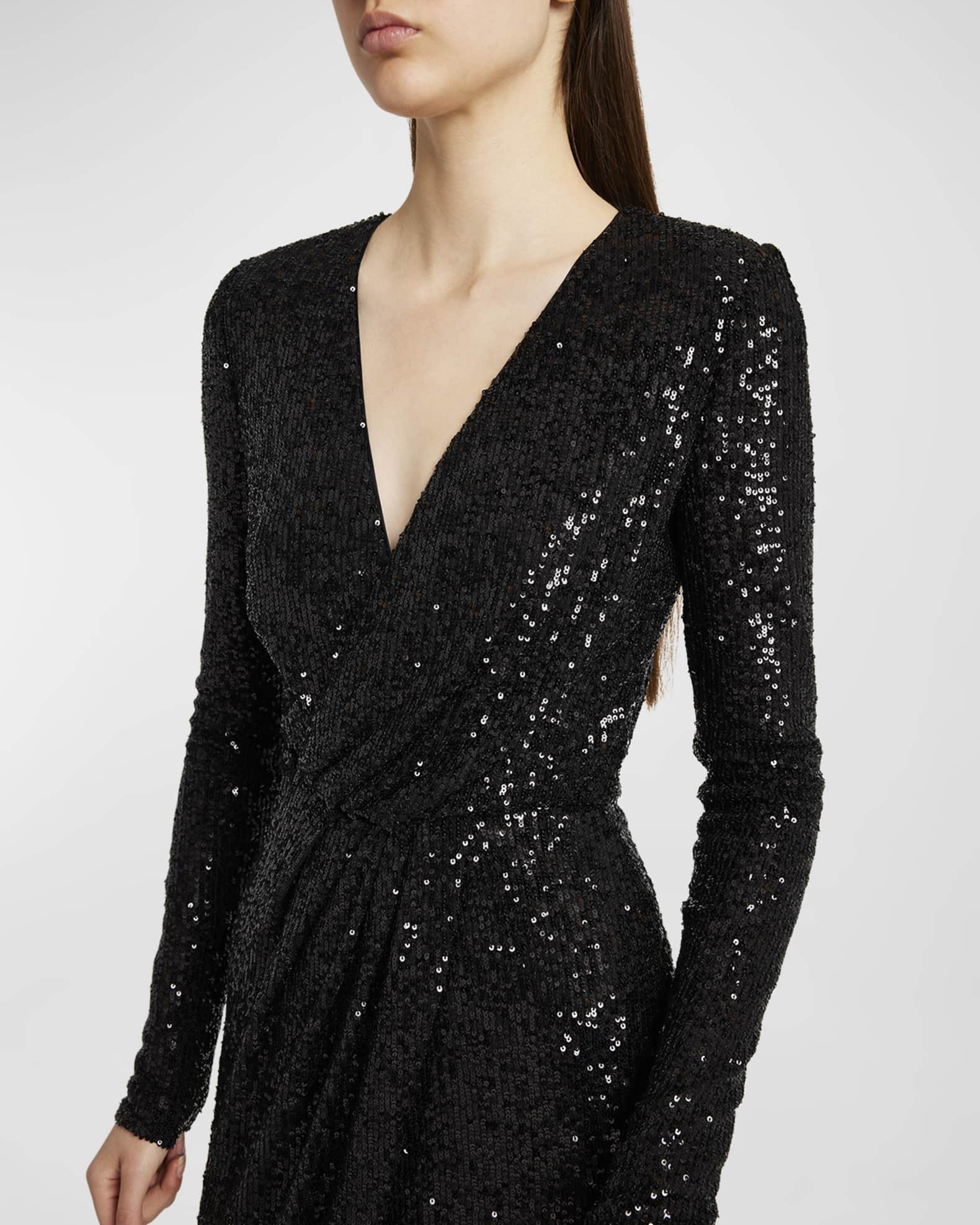 Dolce&Gabbana Micro Sequined Tulle Midi Dress | Neiman Marcus