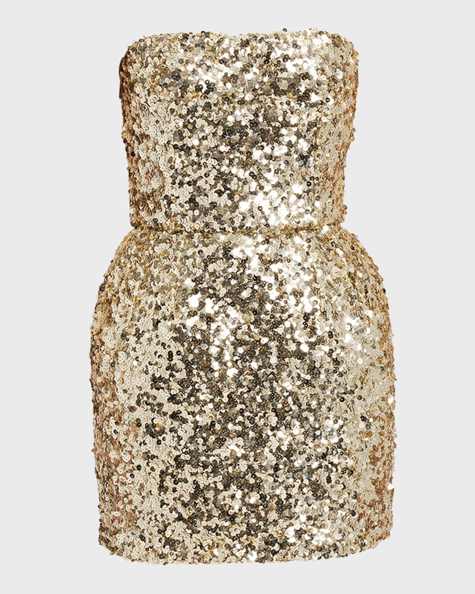 Dolce&Gabbana Sequined Strapless Structured Mini Dress | Neiman Marcus