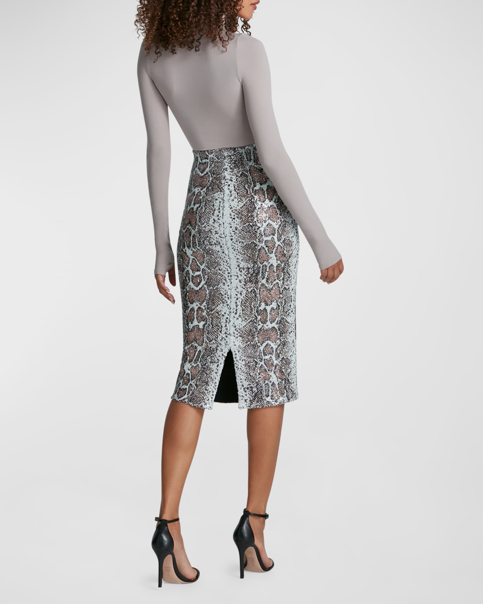 Commando Sequin Animal-Print Midi Pencil Skirt | Neiman Marcus