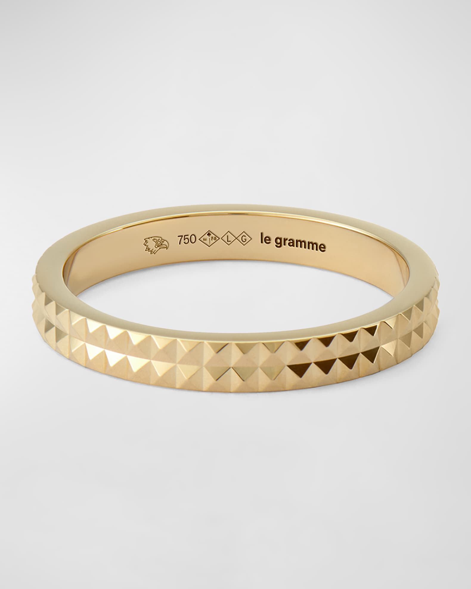 Le Gramme Men's 18K Yellow Gold Guilloche Band Ring | Neiman Marcus