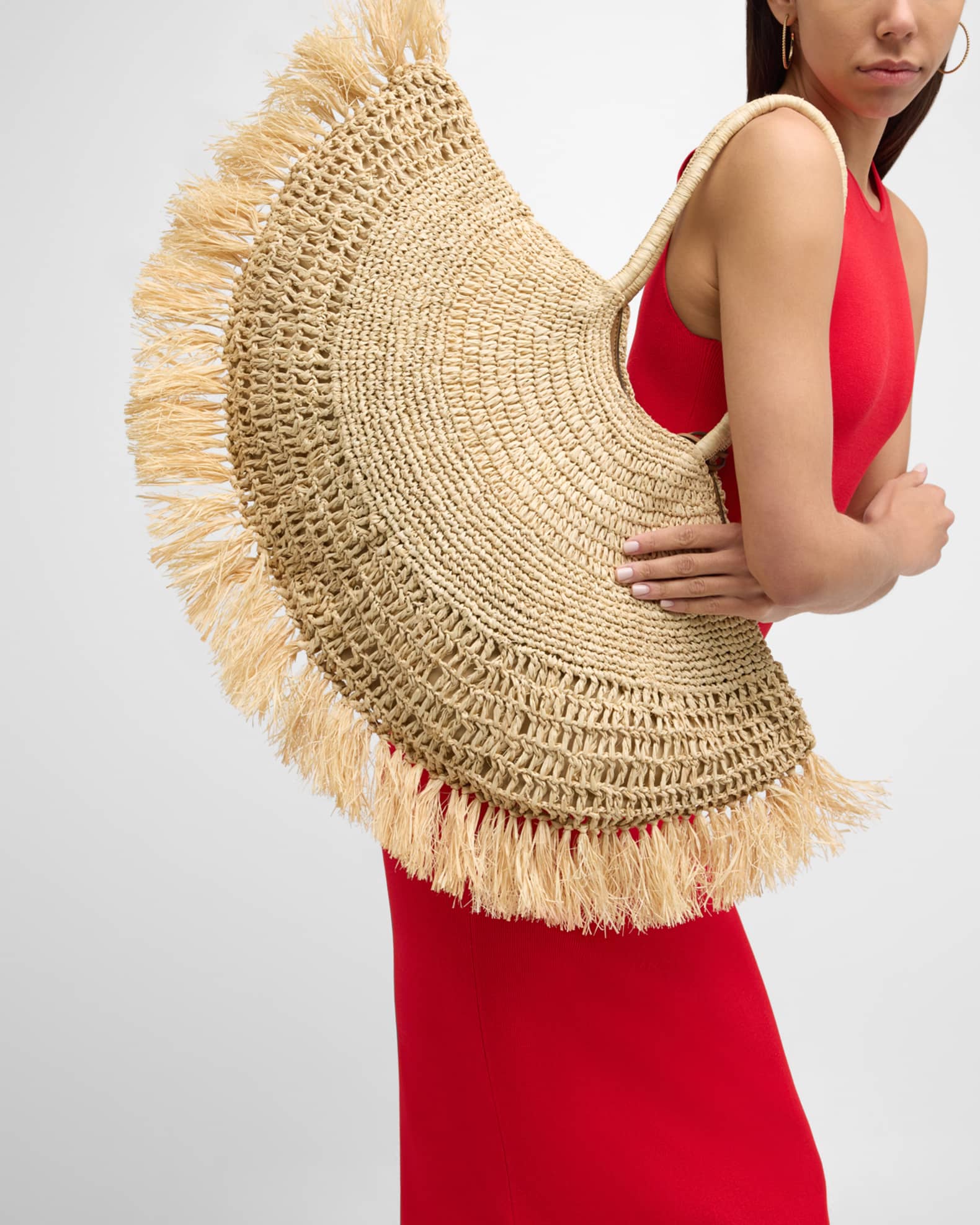 Cult Gaia Lucia Fringe Straw Tote Bag | Neiman Marcus