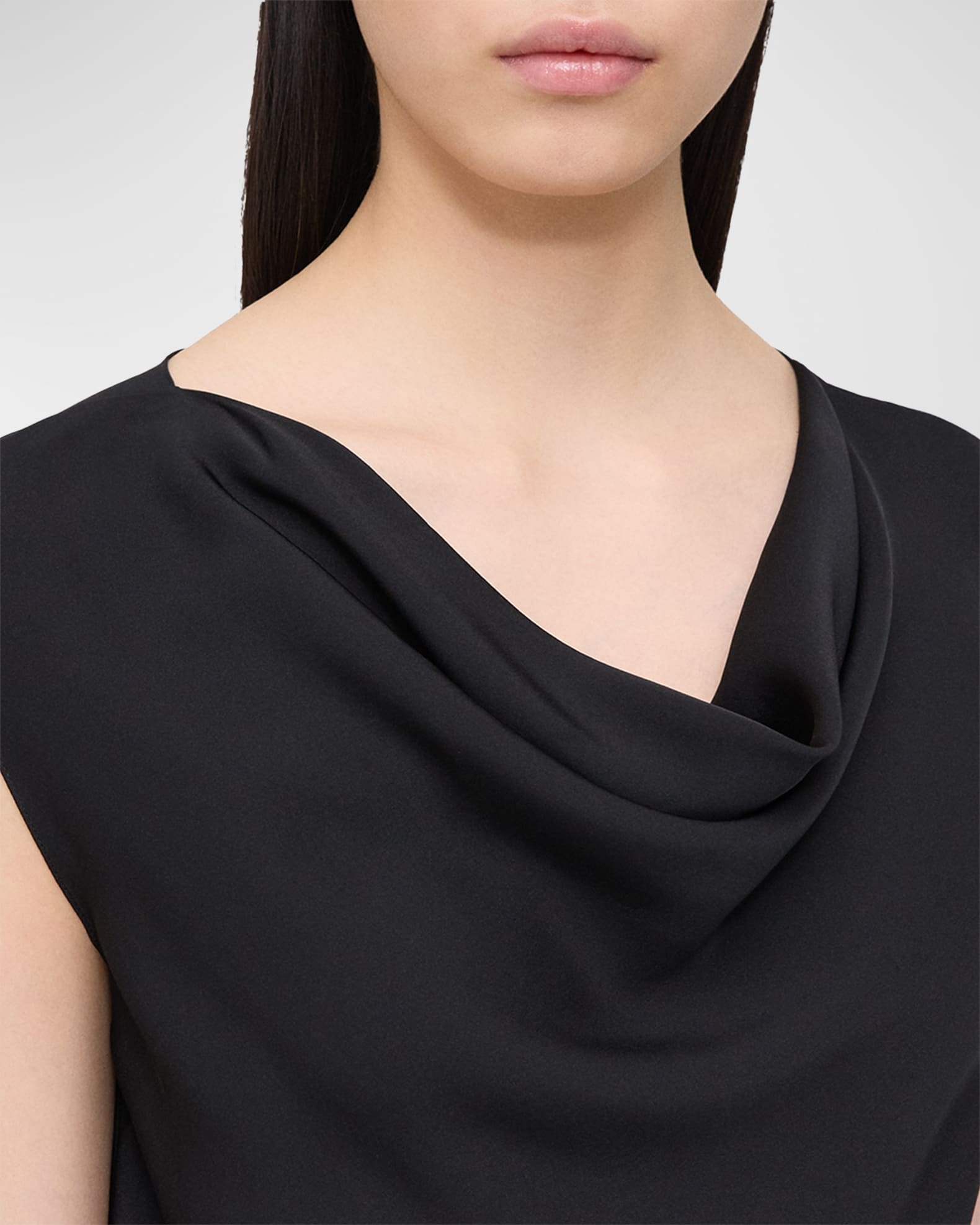 Theory Cap-Sleeve Silk Cowl Top | Neiman Marcus