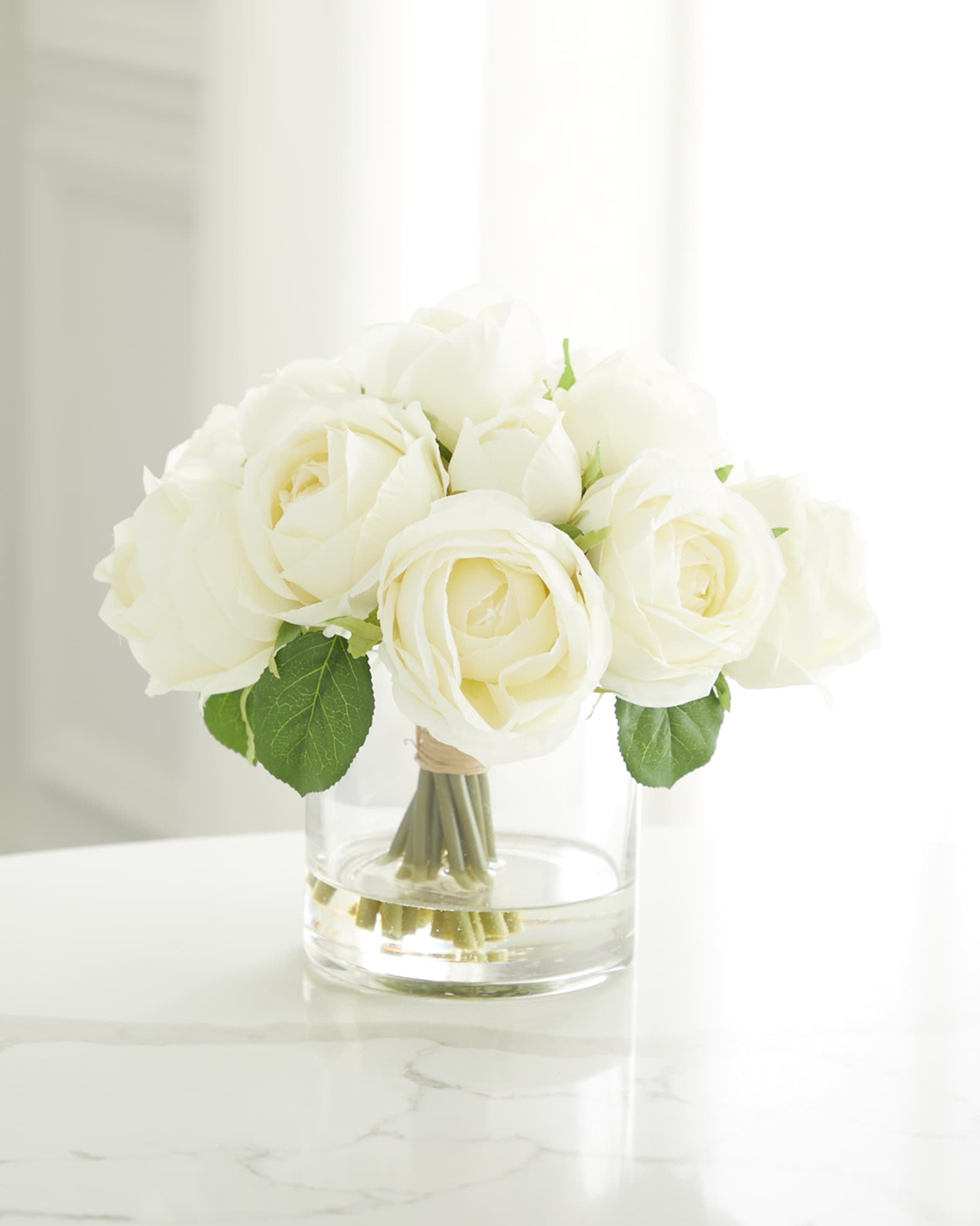 T&C Floral Company Faux Rose Bouquet in Clear Glass Vase - 9" | Neiman ...