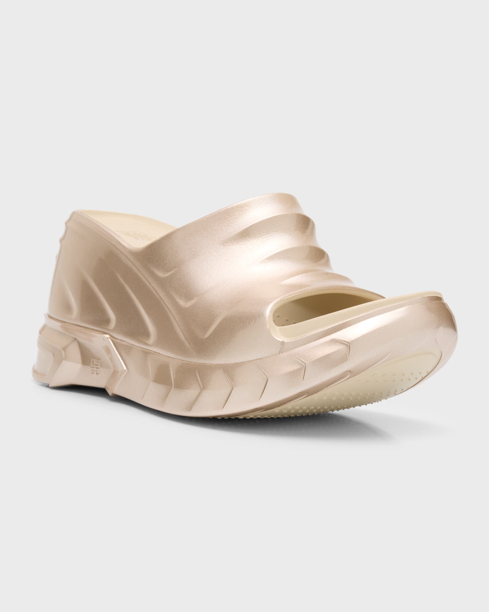 Givenchy Marshmallow Metallic Wedge Slide Sandals | Neiman Marcus