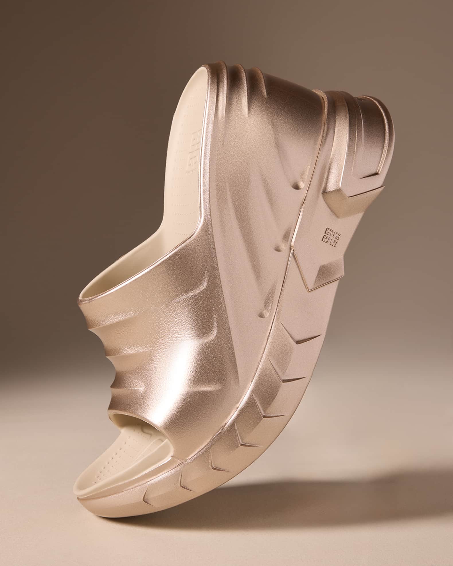 Givenchy Marshmallow Metallic Wedge Slide Sandals | Neiman Marcus