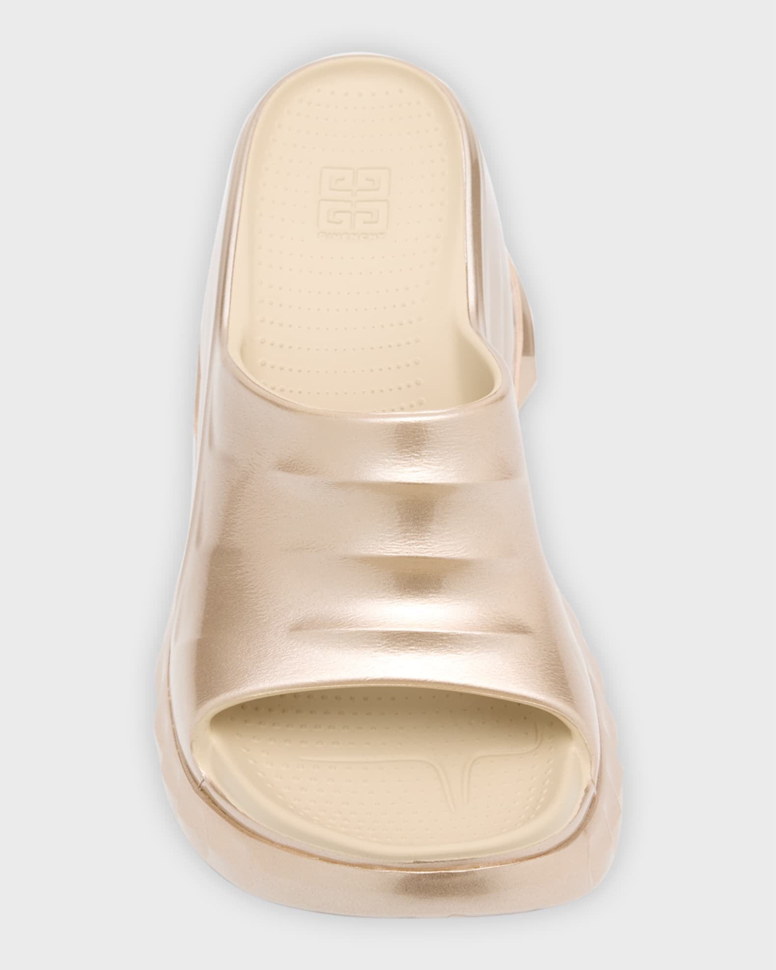 Givenchy Marshmallow Metallic Wedge Slide Sandals | Neiman Marcus