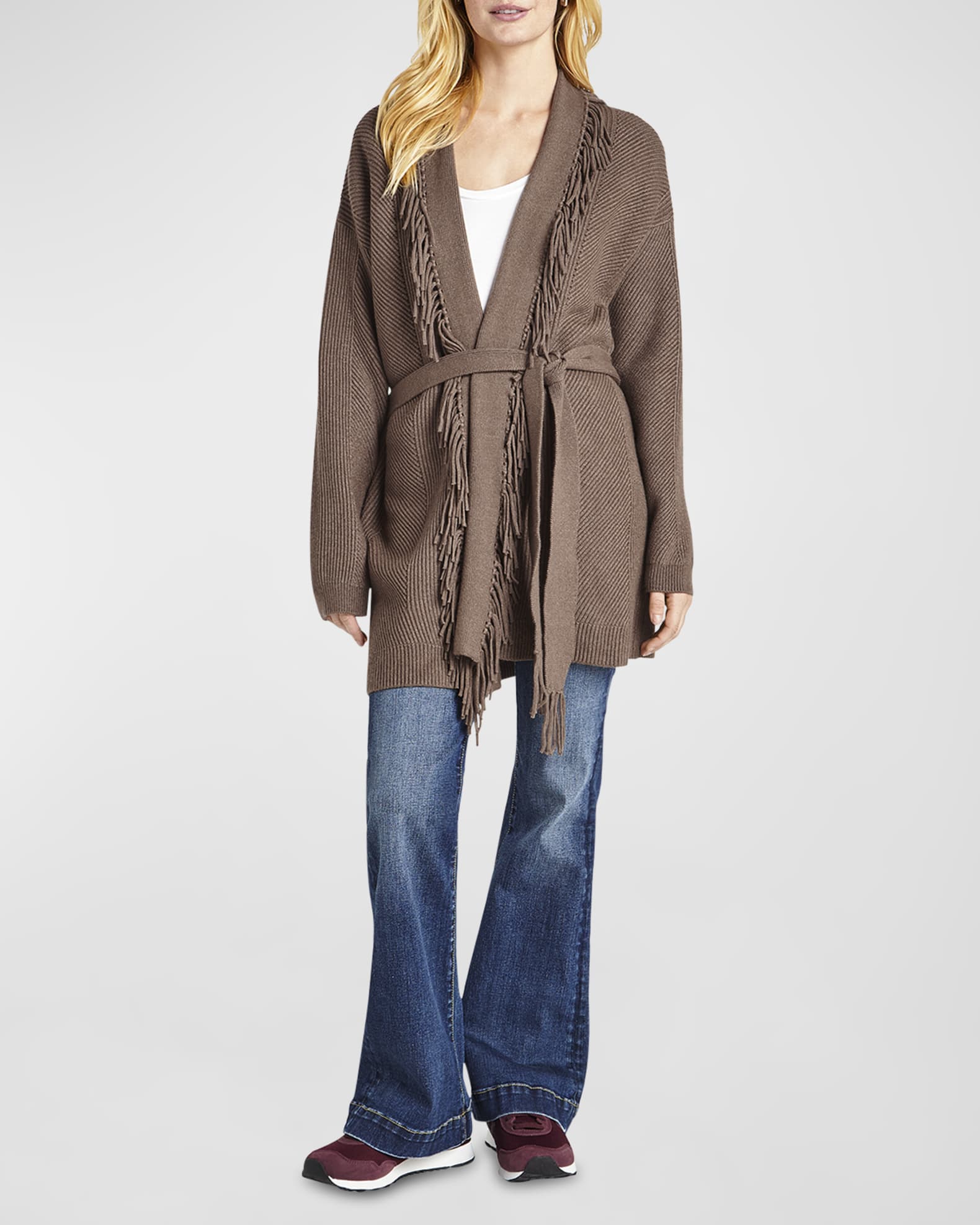 Splendid Cora Belted Fringe Cardigan | Neiman Marcus