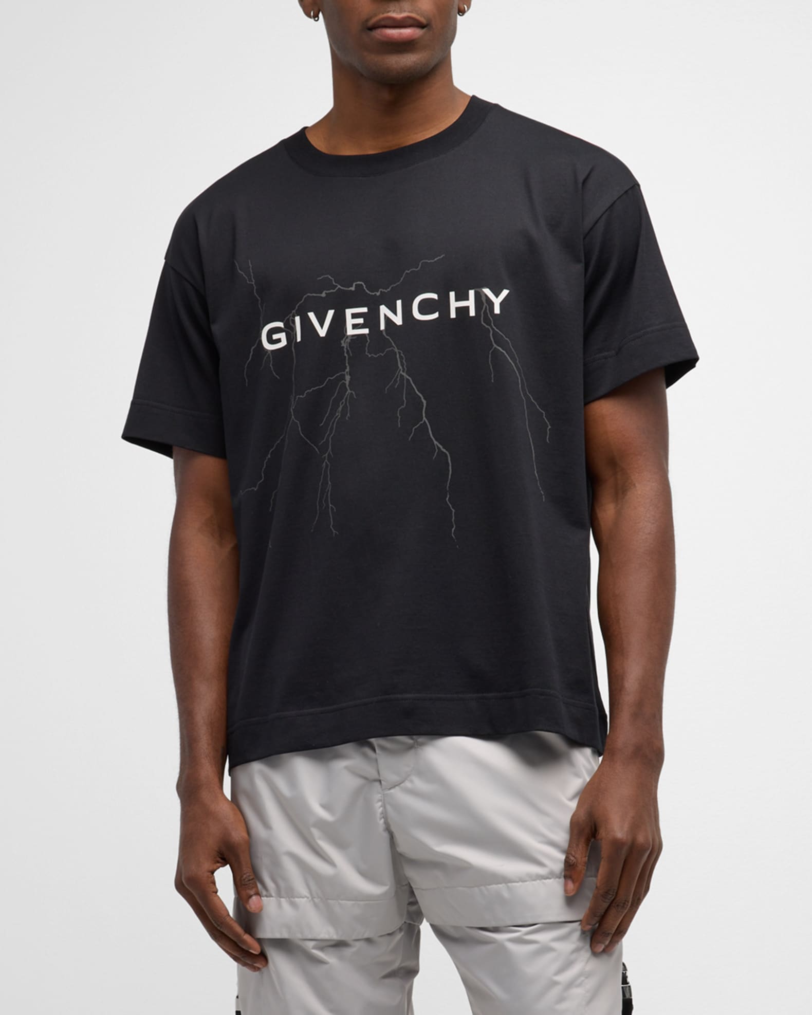 Givenchy Men's Lightning Logo Boxy T-Shirt | Neiman Marcus