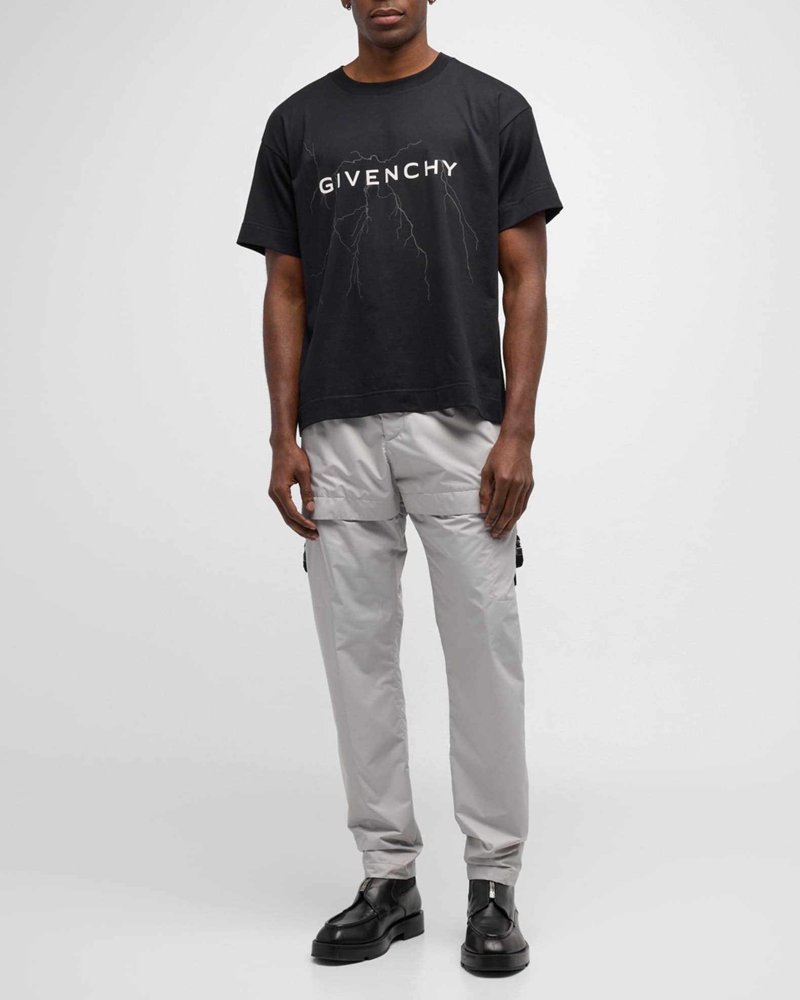 Givenchy Men's Lightning Logo Boxy T-Shirt | Neiman Marcus