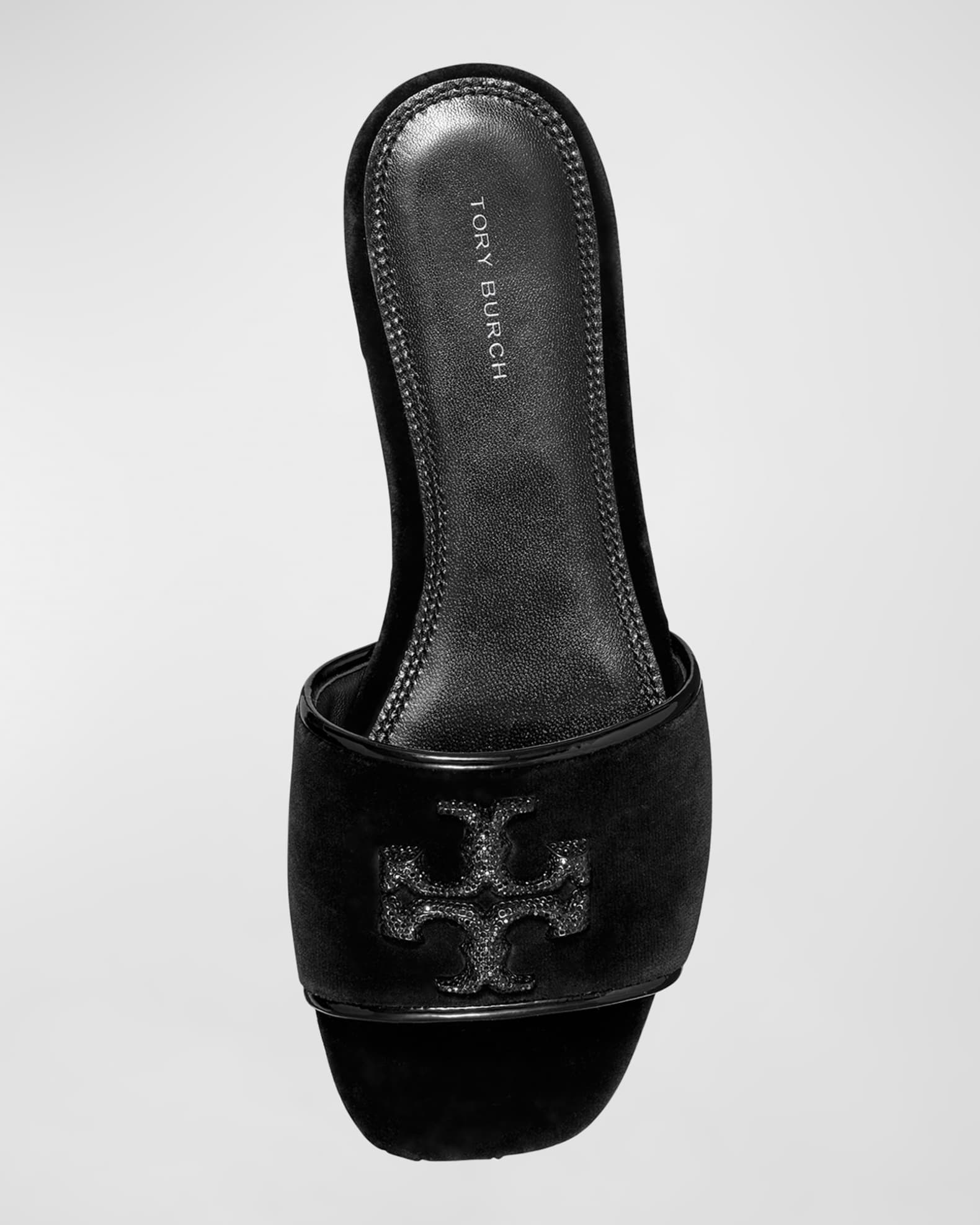 Tory Burch Eleanor Pave Medallion Flat Slide Sandals | Neiman Marcus