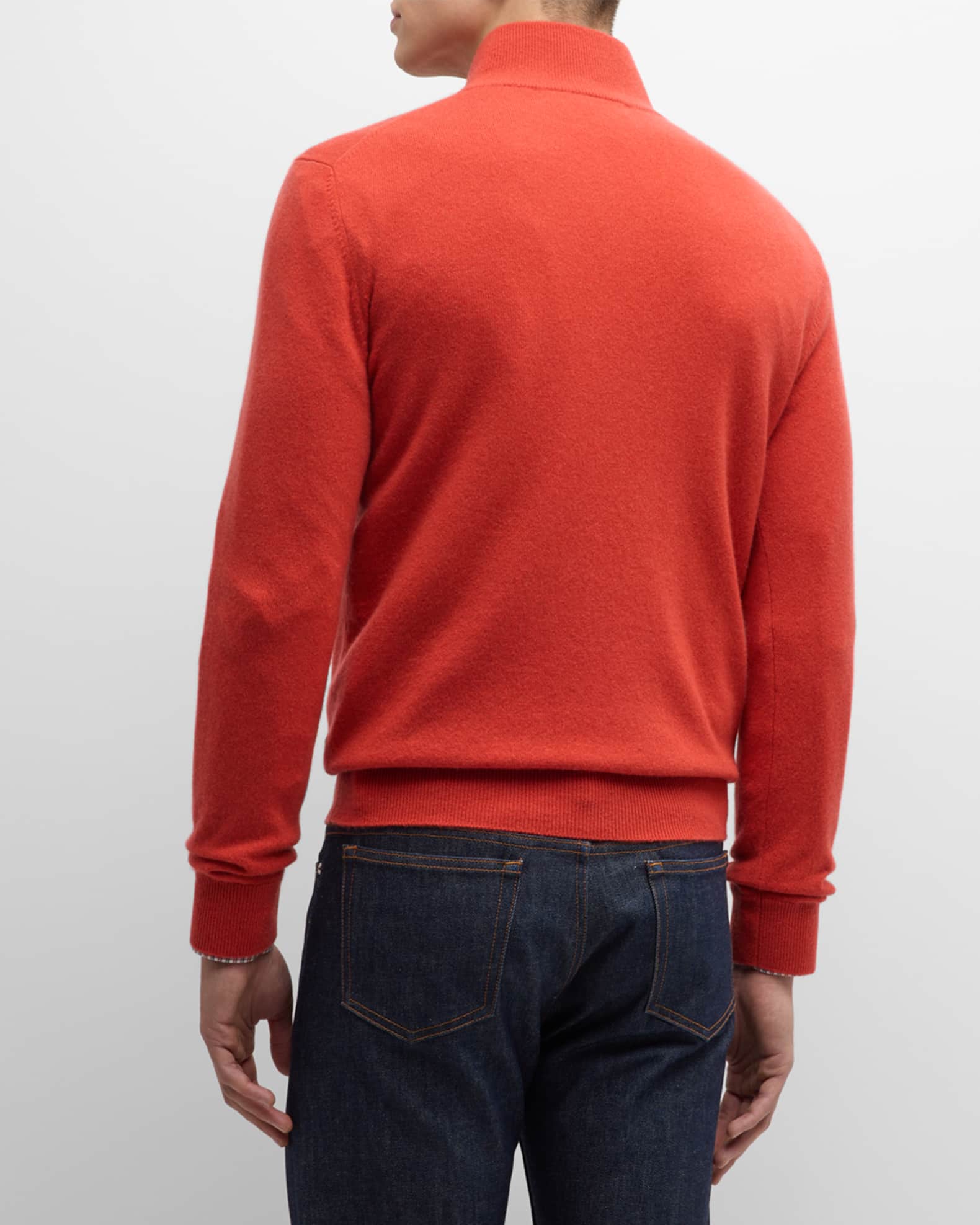 Neiman Marcus Cashmere Collection Mens Cashmere Quarter Zip Sweater