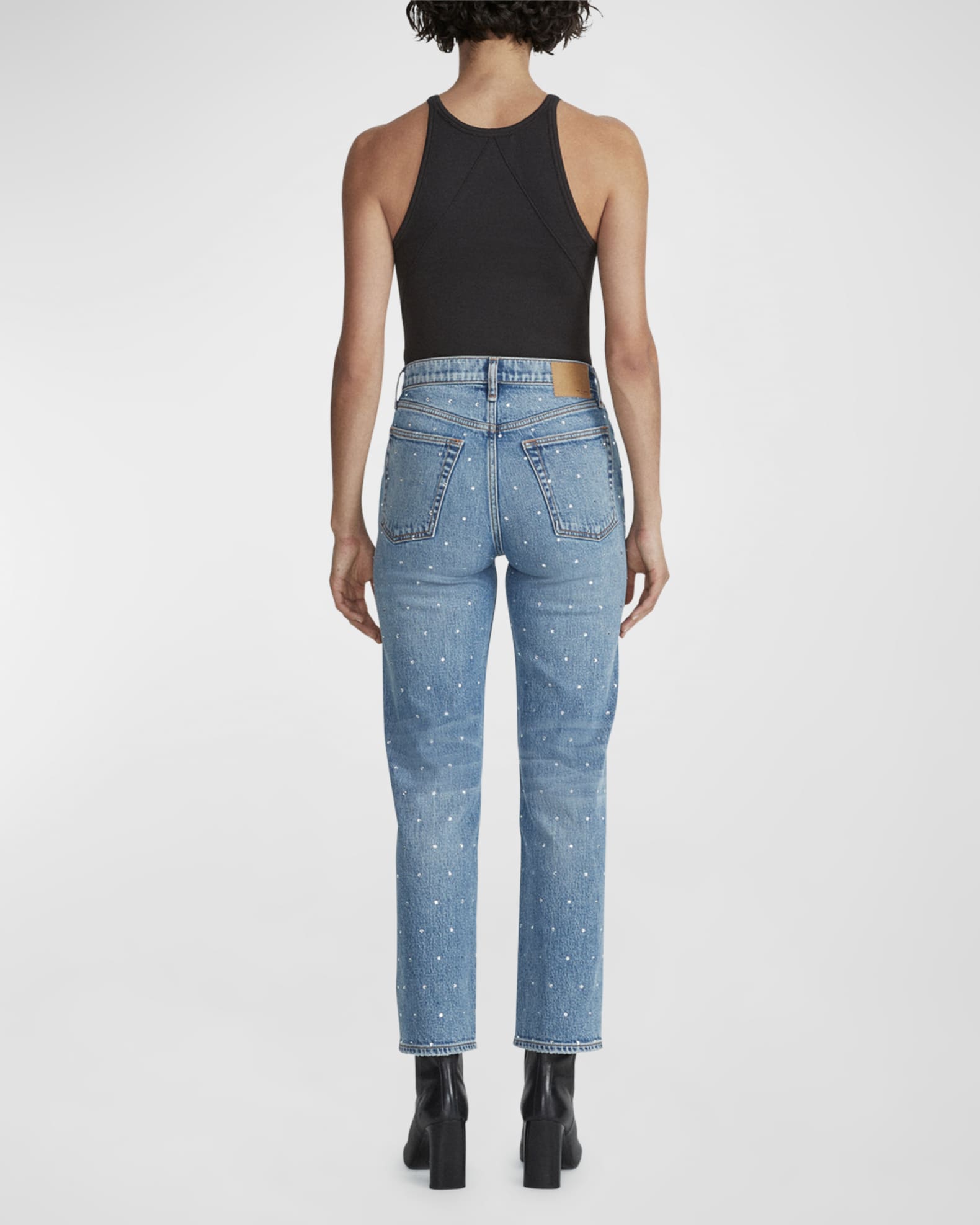 Rag & Bone Harlow Jewel-Embellished Straight-Leg Jeans | Neiman Marcus