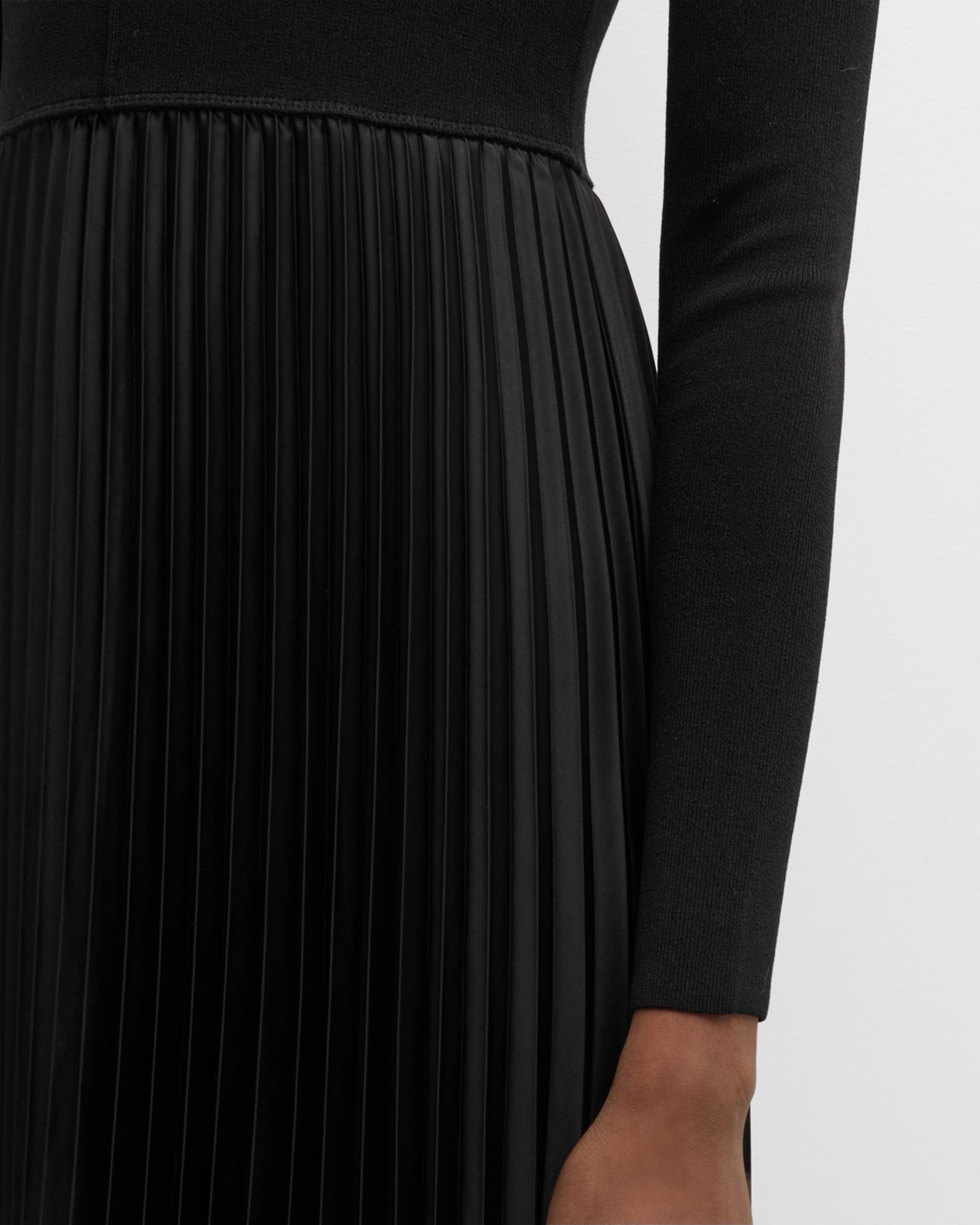 Elie Tahari The Fara Pleated Square-Neck Midi Dress | Neiman Marcus