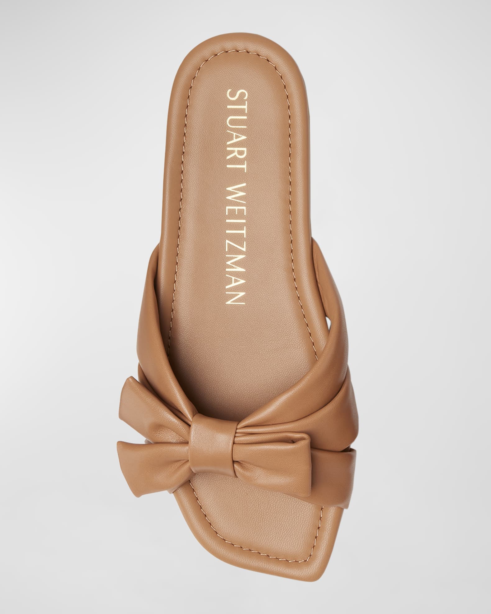 Stuart Weitzman Sofia Leather Bow Slide Sandals | Neiman Marcus