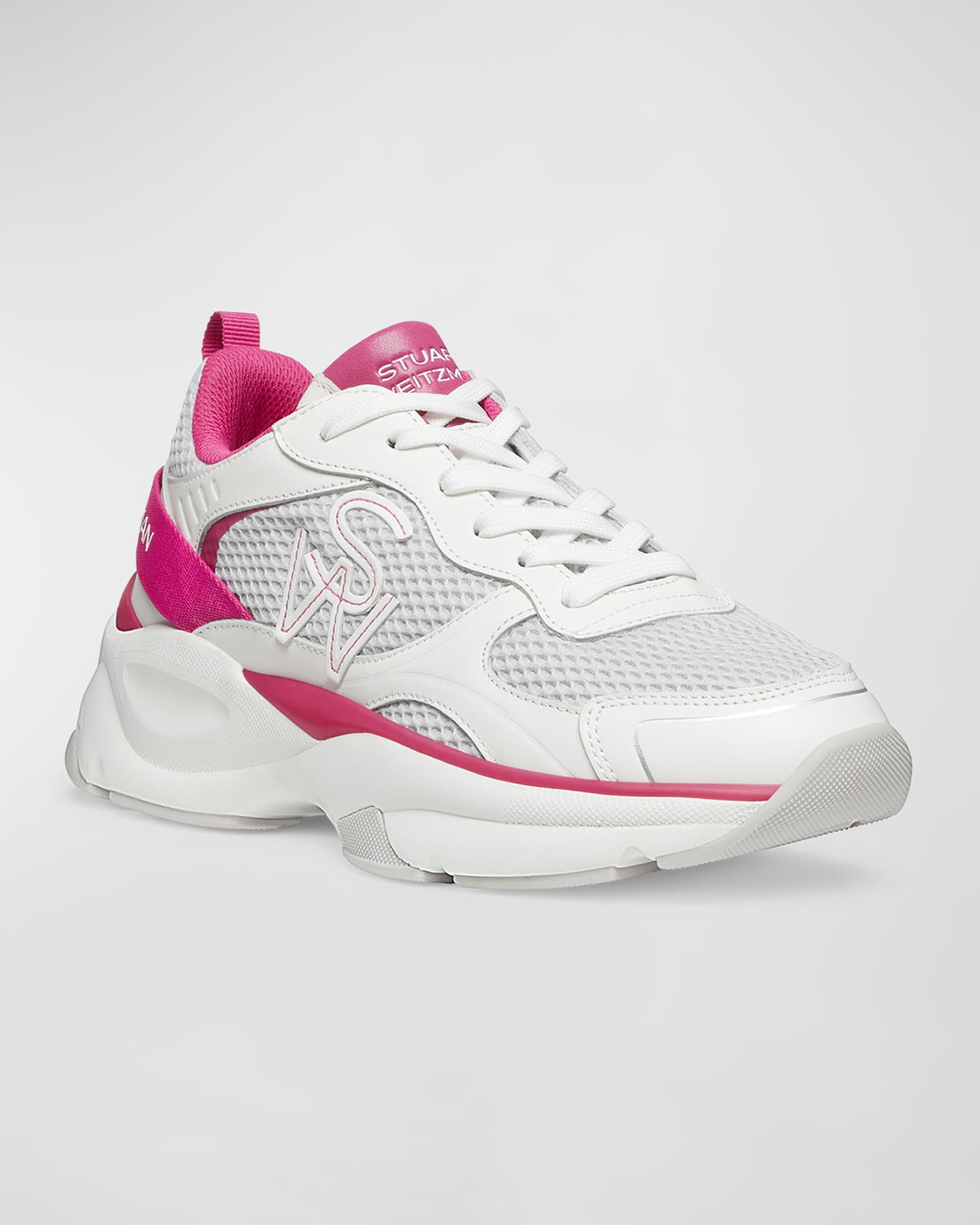 Stuart Weitzman SW Leather Trainer Sneakers | Neiman Marcus