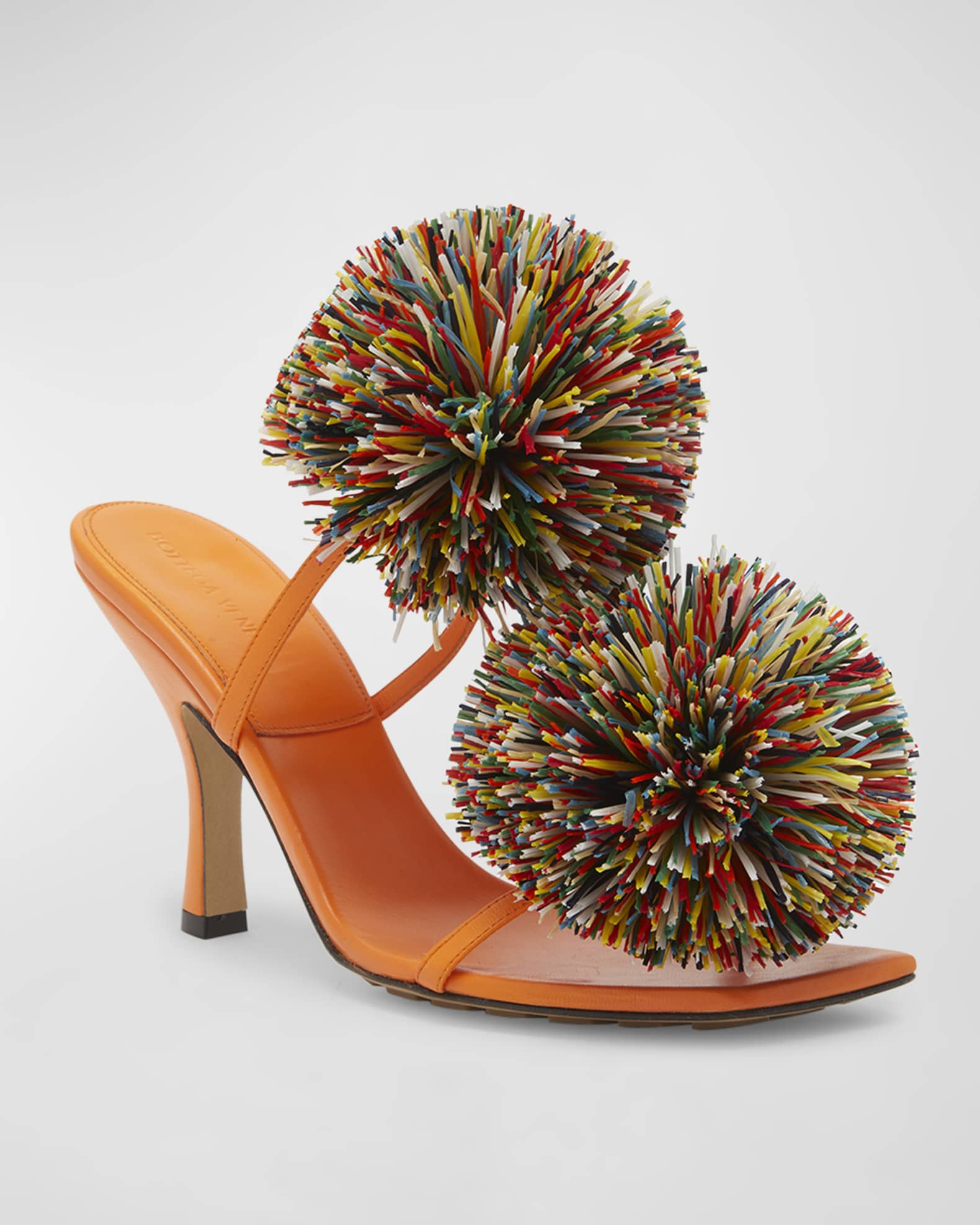 Bottega Veneta Adam Leather Two-Band Pom Sandals | Neiman Marcus