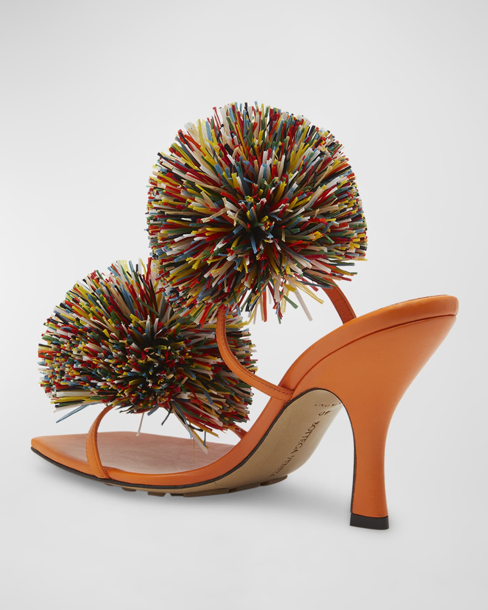 Bottega Veneta Adam Leather Two-Band Pom Sandals | Neiman Marcus