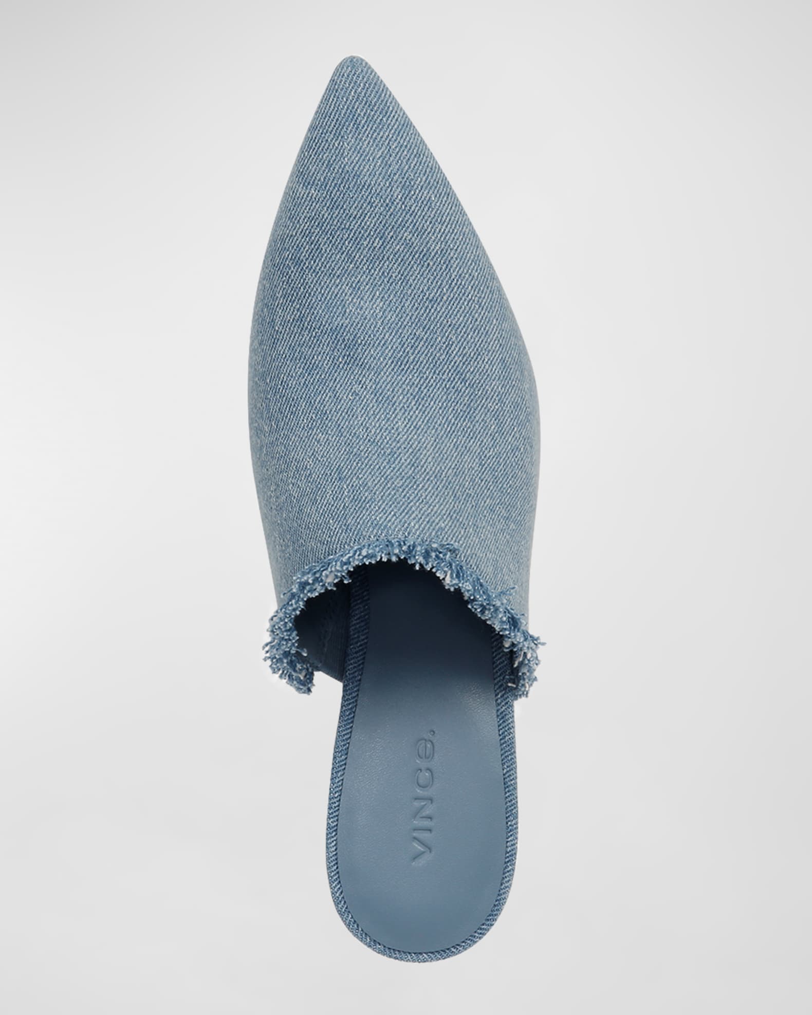 Vince Penelope Frayed Denim Mules | Neiman Marcus