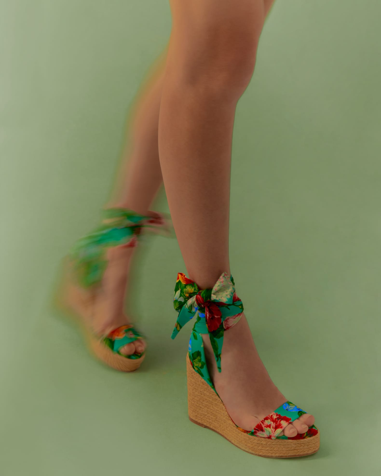Dolce&Gabbana Floral Ankle-Wrap Wedge Espadrilles | Neiman Marcus