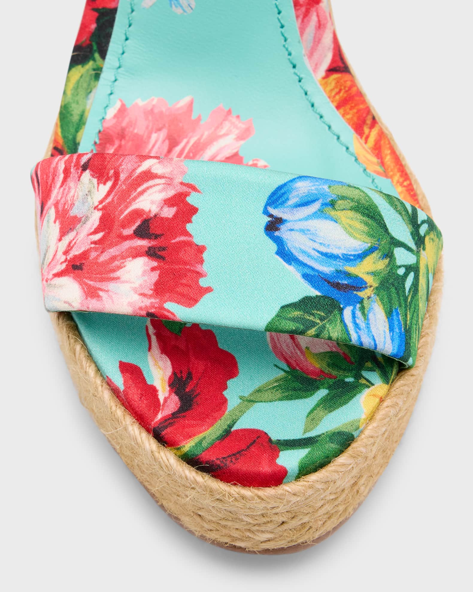 Dolce&Gabbana Floral Ankle-Wrap Wedge Espadrilles | Neiman Marcus