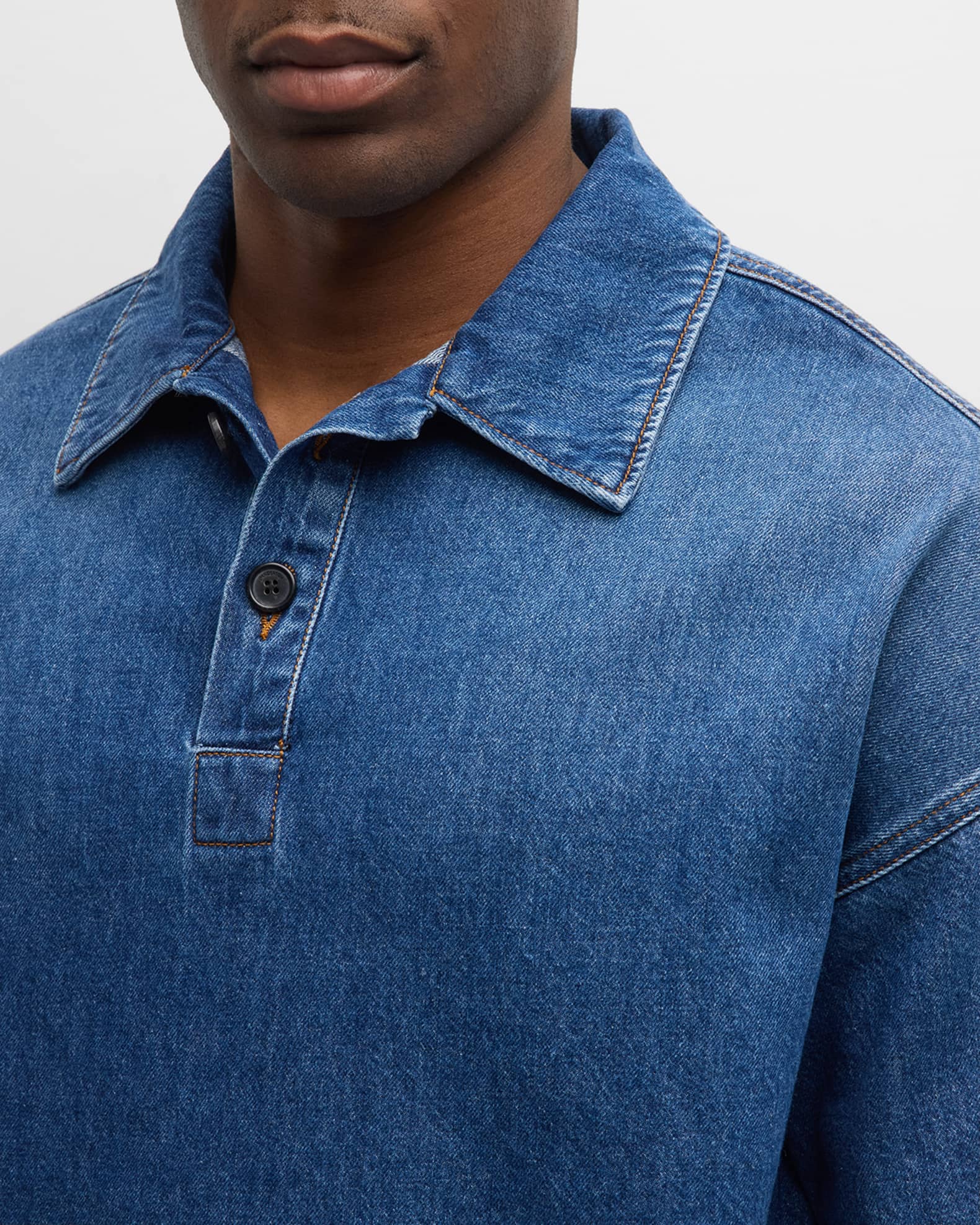 JW Anderson Men's Denim Polo Shirt | Neiman Marcus