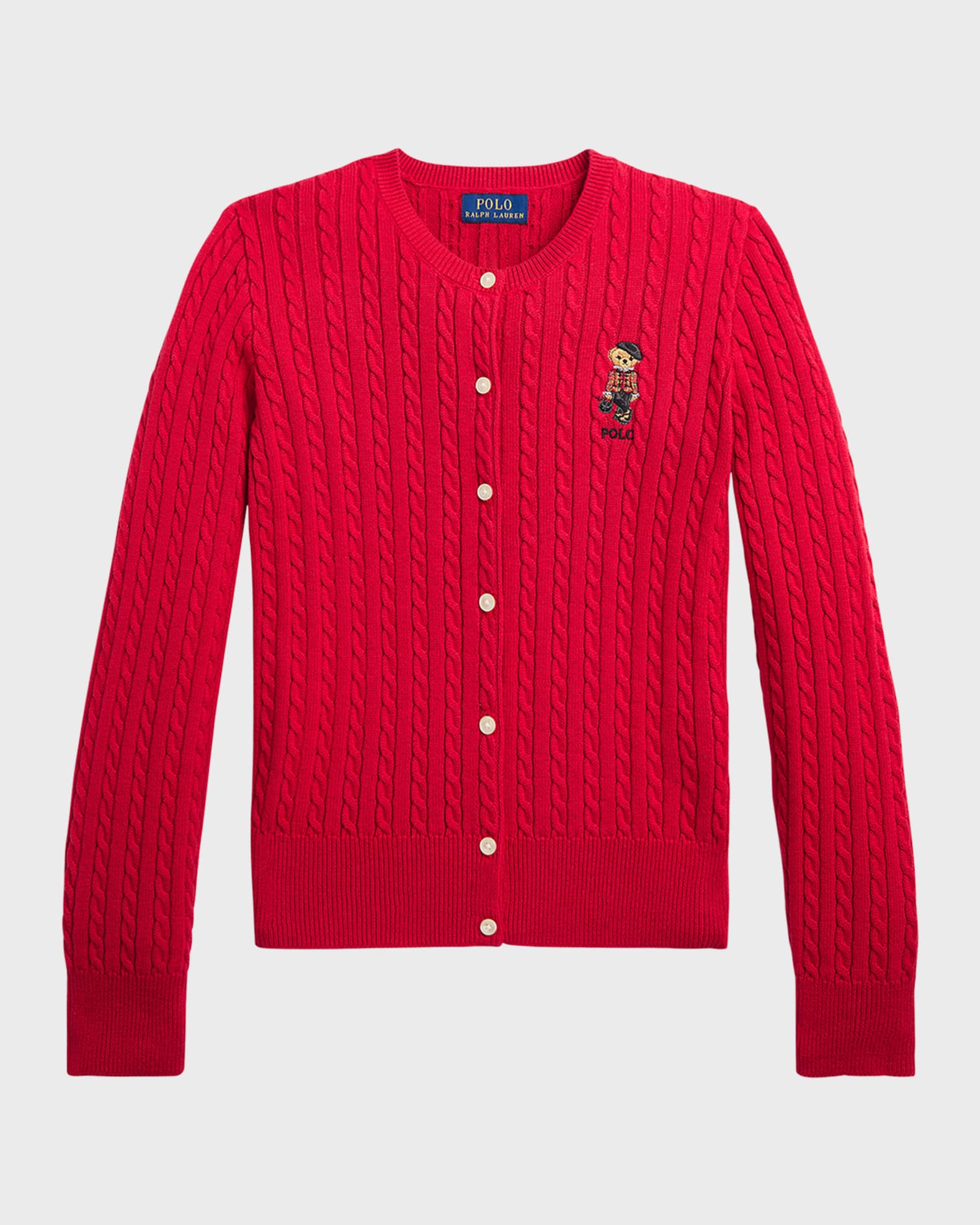 Girl's Cable-Knit Bear Cardigan | Neiman Marcus