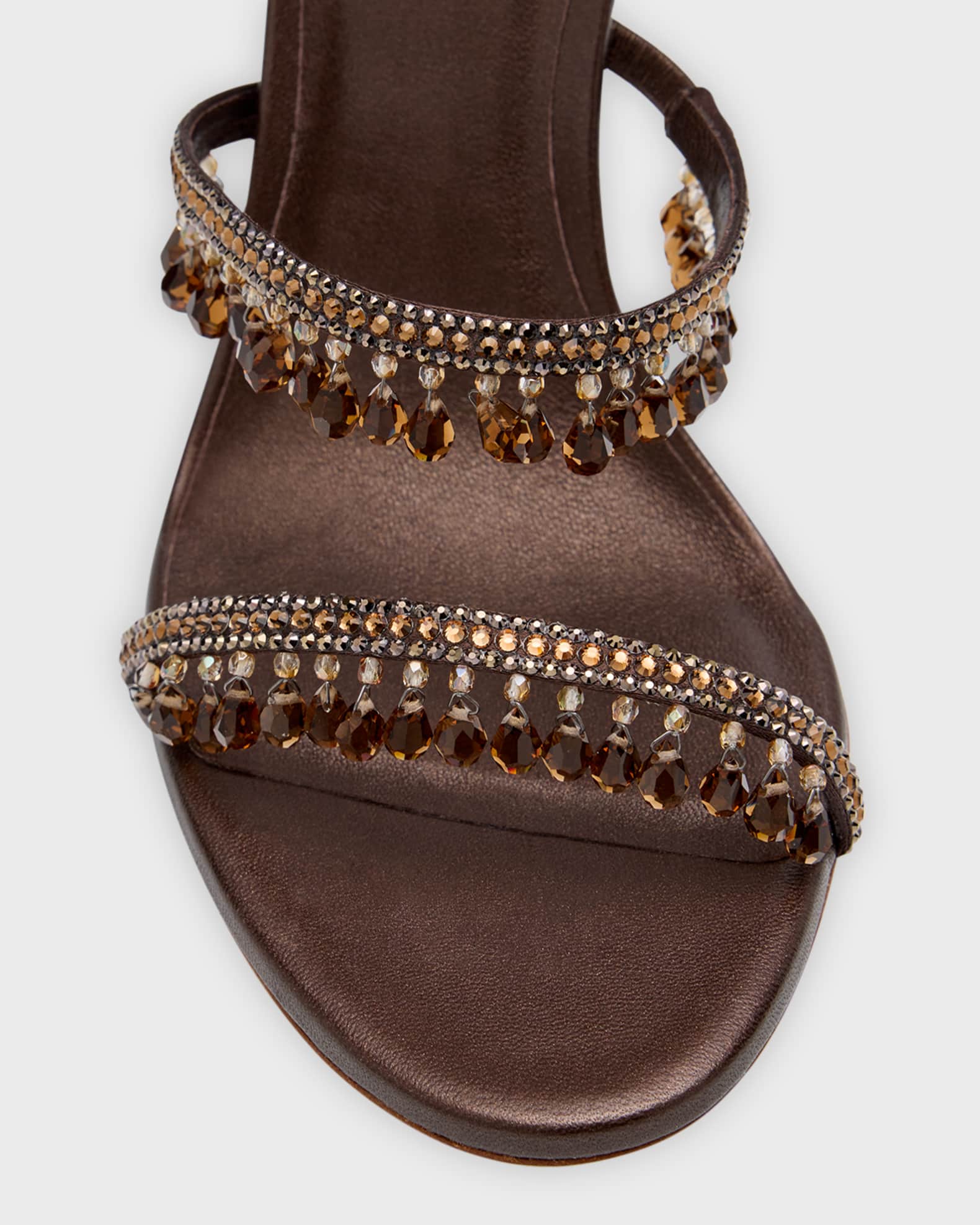 Rene Caovilla Satin Chandelier Snake-Wrap Sandals | Neiman Marcus