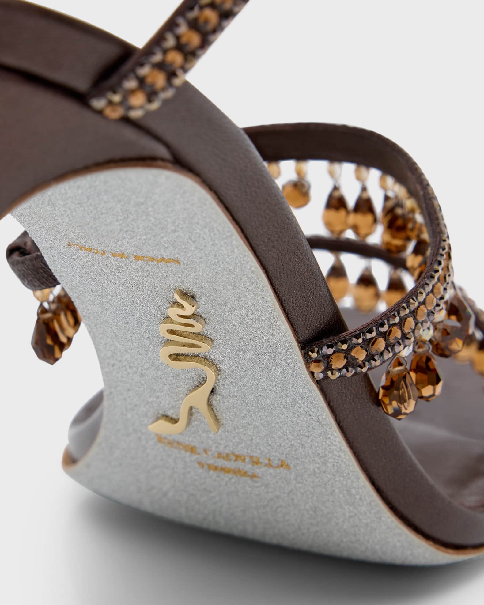 Rene Caovilla Satin Chandelier Snake-Wrap Sandals | Neiman Marcus