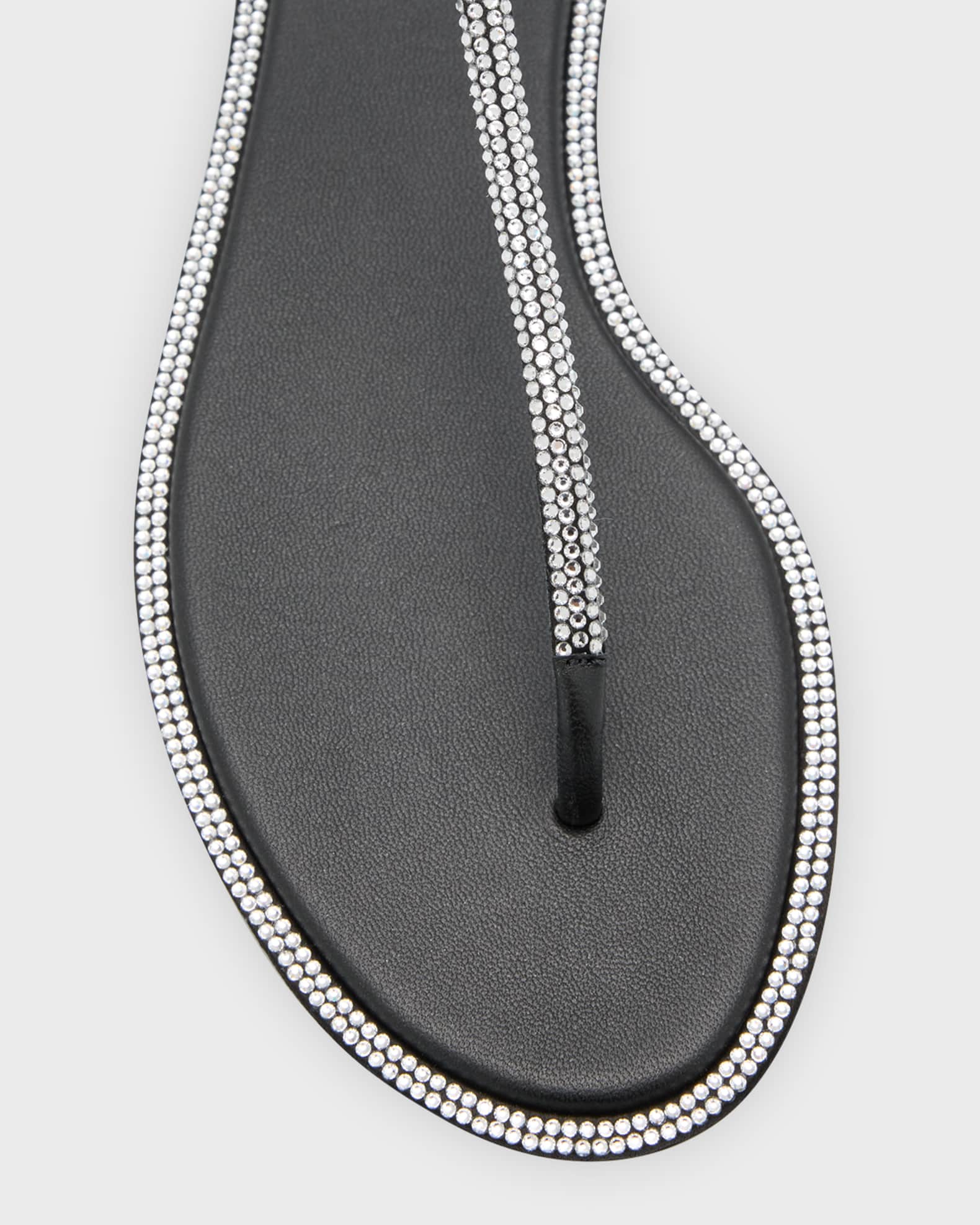 Rene Caovilla Diana Crystal T-Strap Flat Sandals | Neiman Marcus