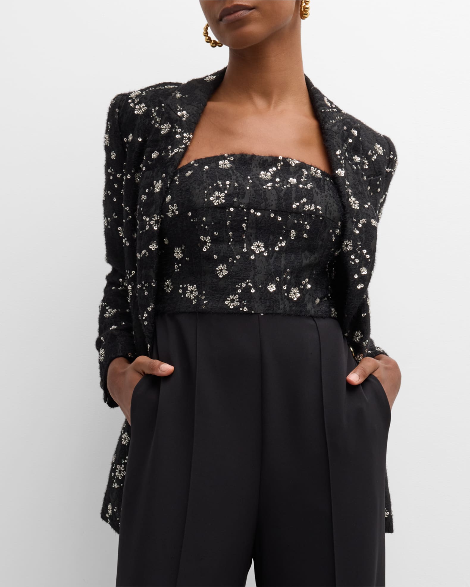 Milly Alexa Single-Button Bead & Sequin Blazer | Neiman Marcus