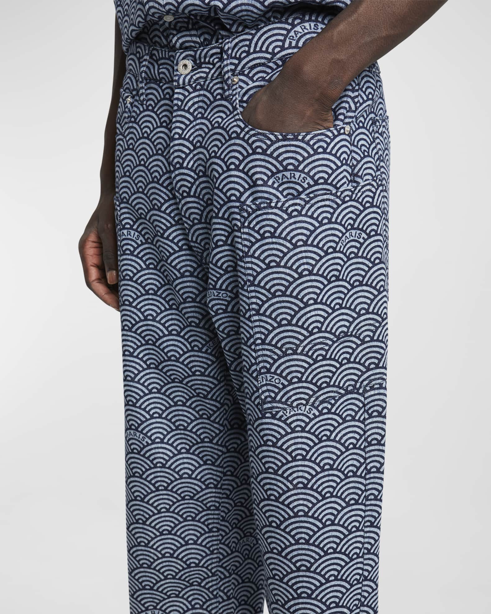 Kenzo Men's Seigaiha Printed Denim Jeans | Neiman Marcus