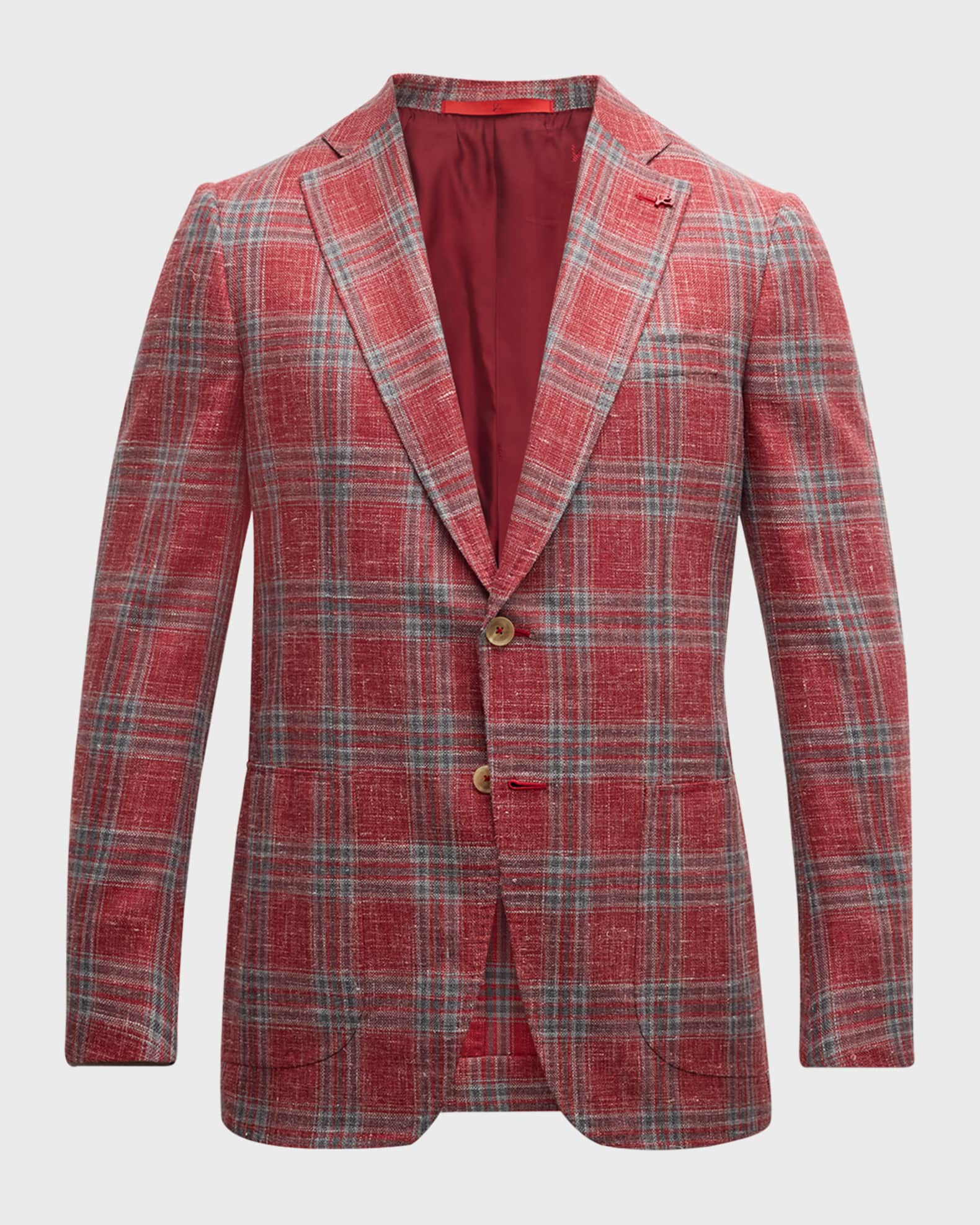 Isaia Men's Plaid Wool-Blend Sport Coat | Neiman Marcus