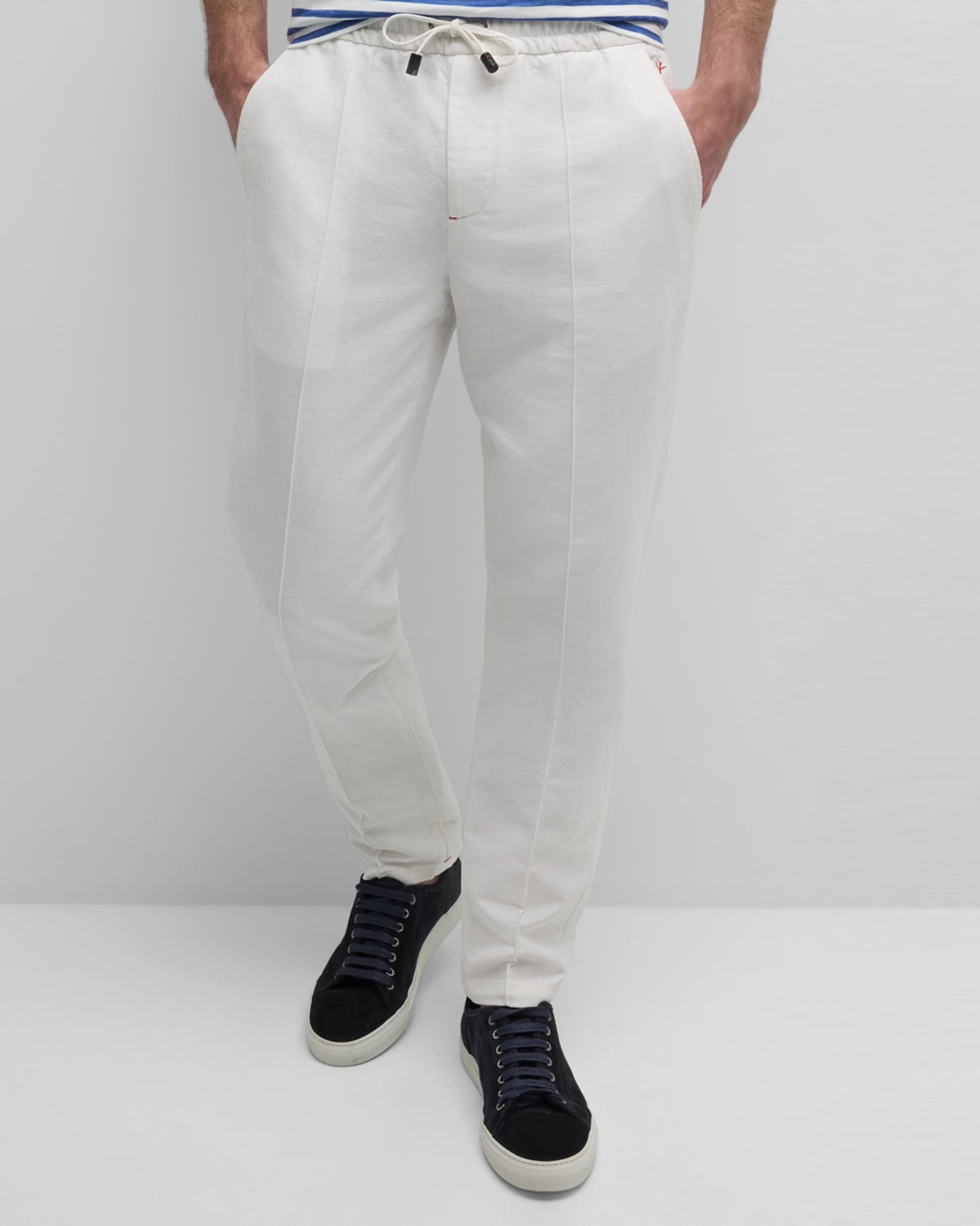 Isaia Men's Cotton-Linen Drawstring Pants | Neiman Marcus