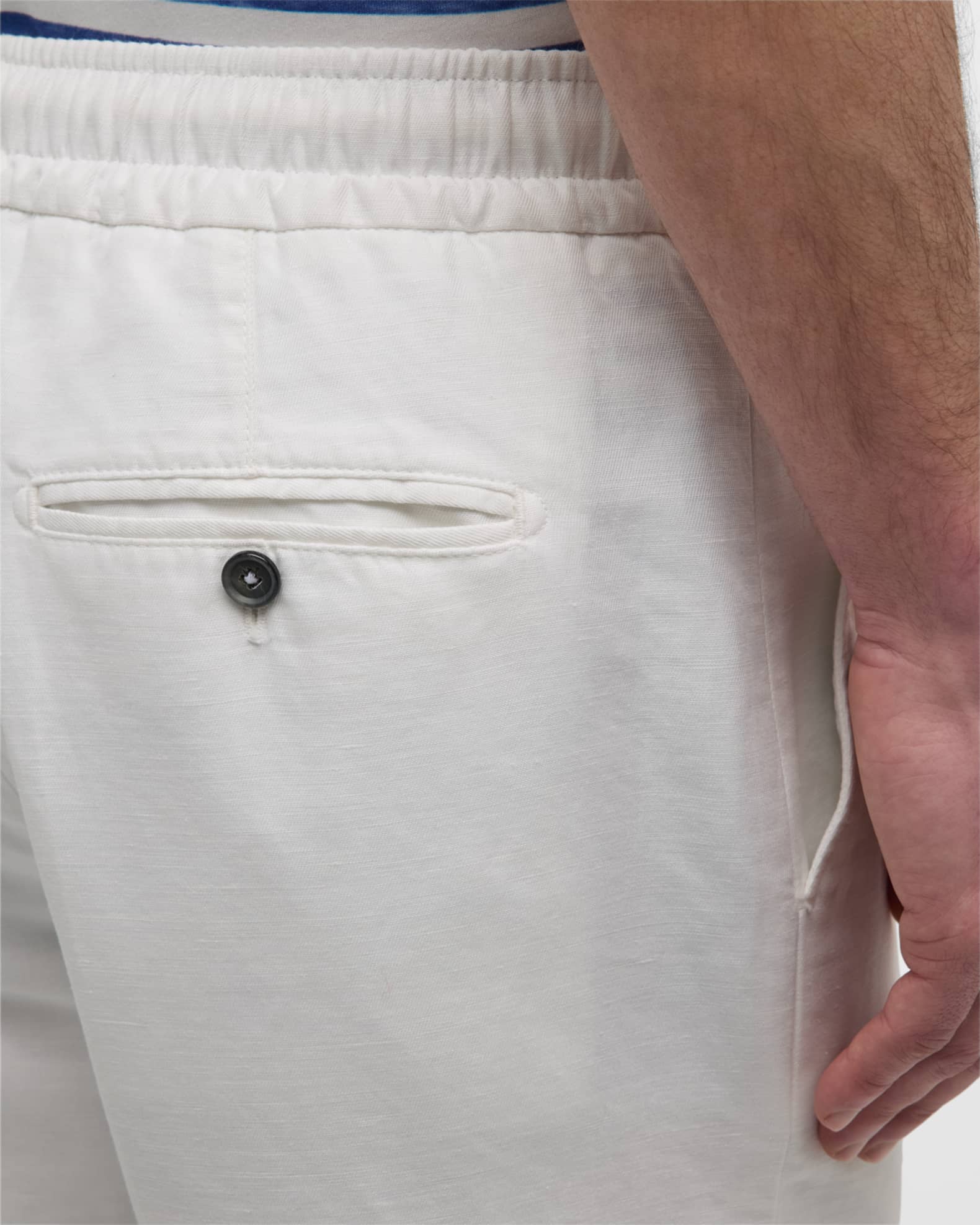 Isaia Men's Cotton-Linen Drawstring Pants | Neiman Marcus