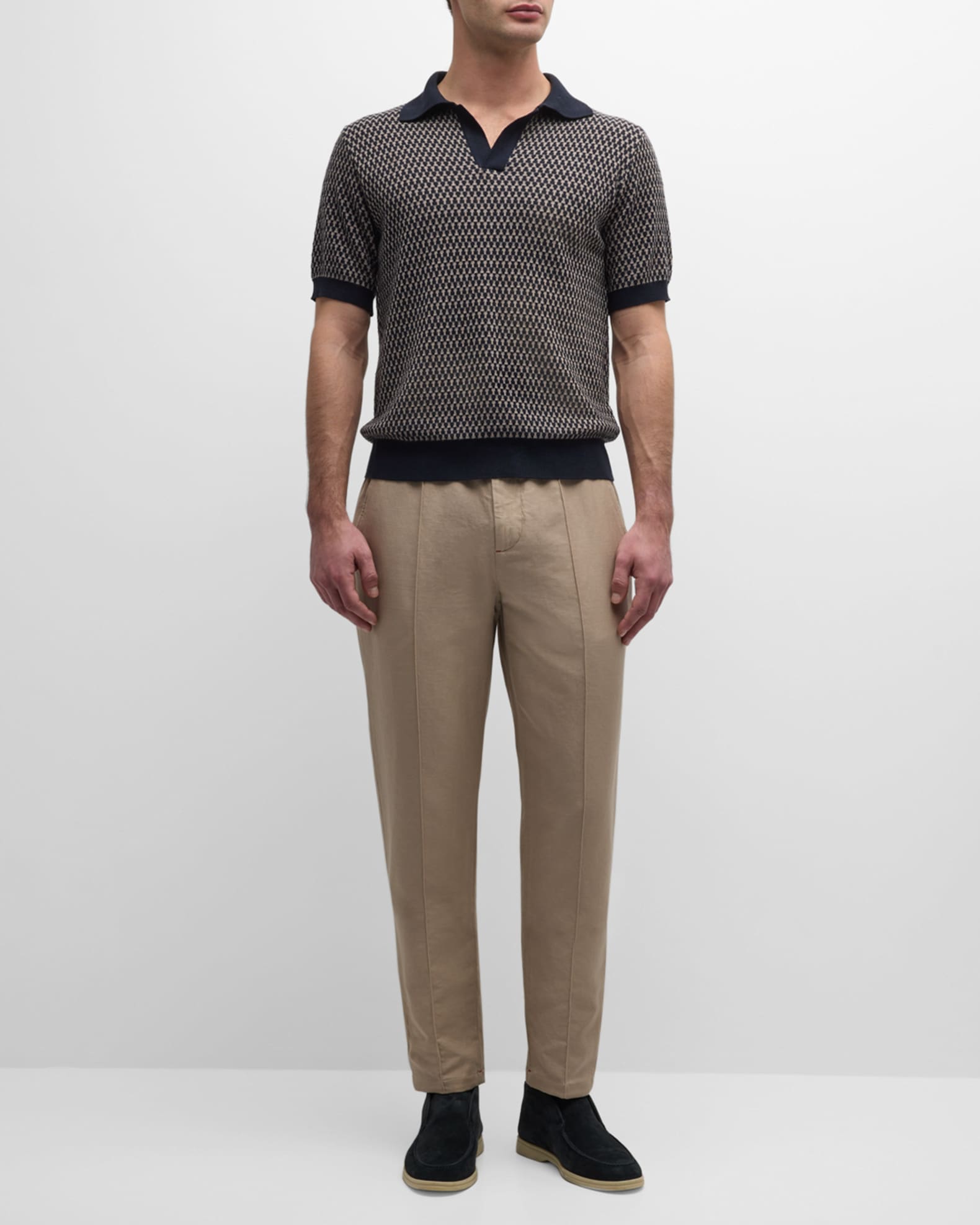 Isaia Men's Cotton-Linen Drawstring Pants | Neiman Marcus