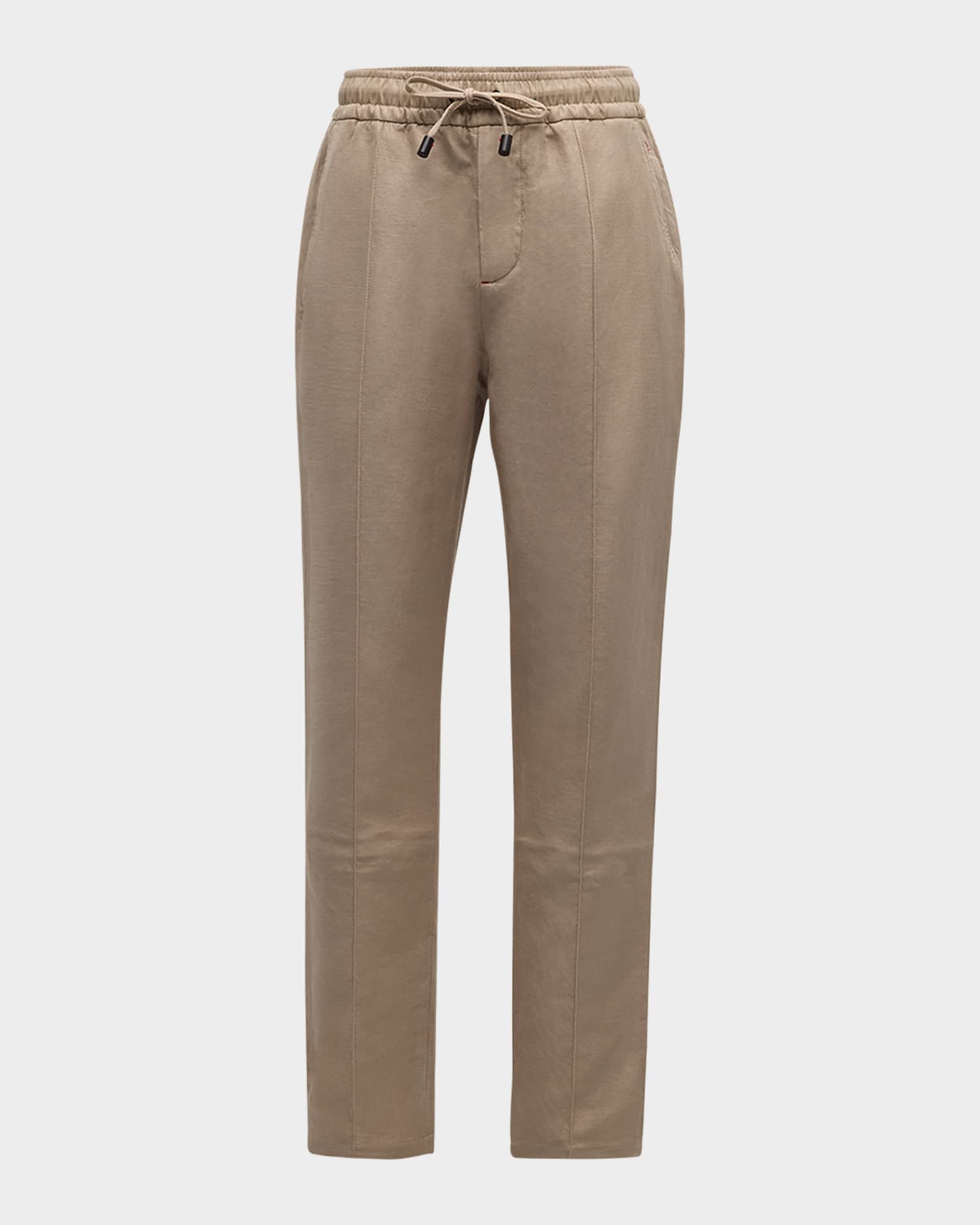 Isaia Men's Cotton-Linen Drawstring Pants | Neiman Marcus