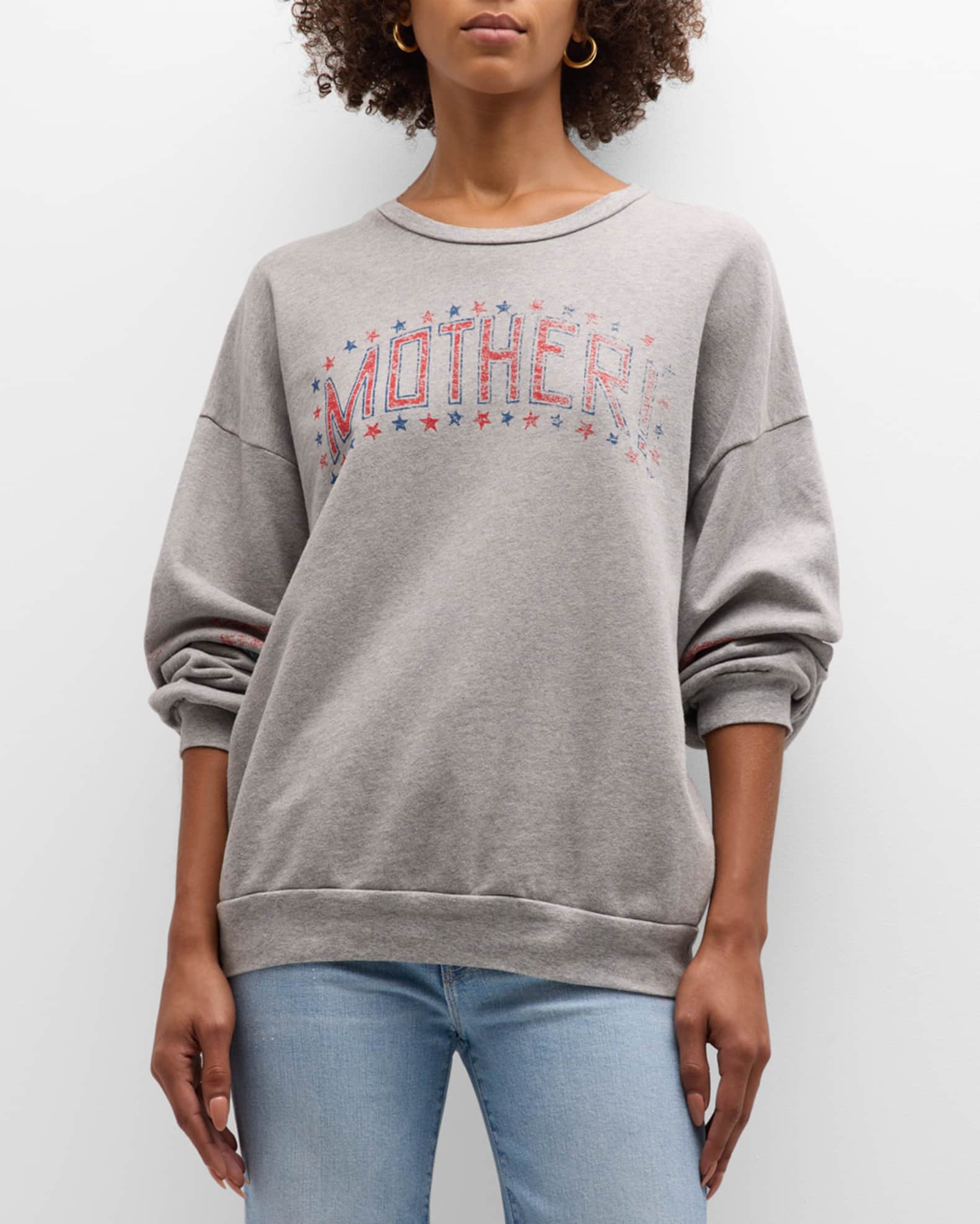 MOTHER The Drop Square Crewneck Sweatshirt | Neiman Marcus