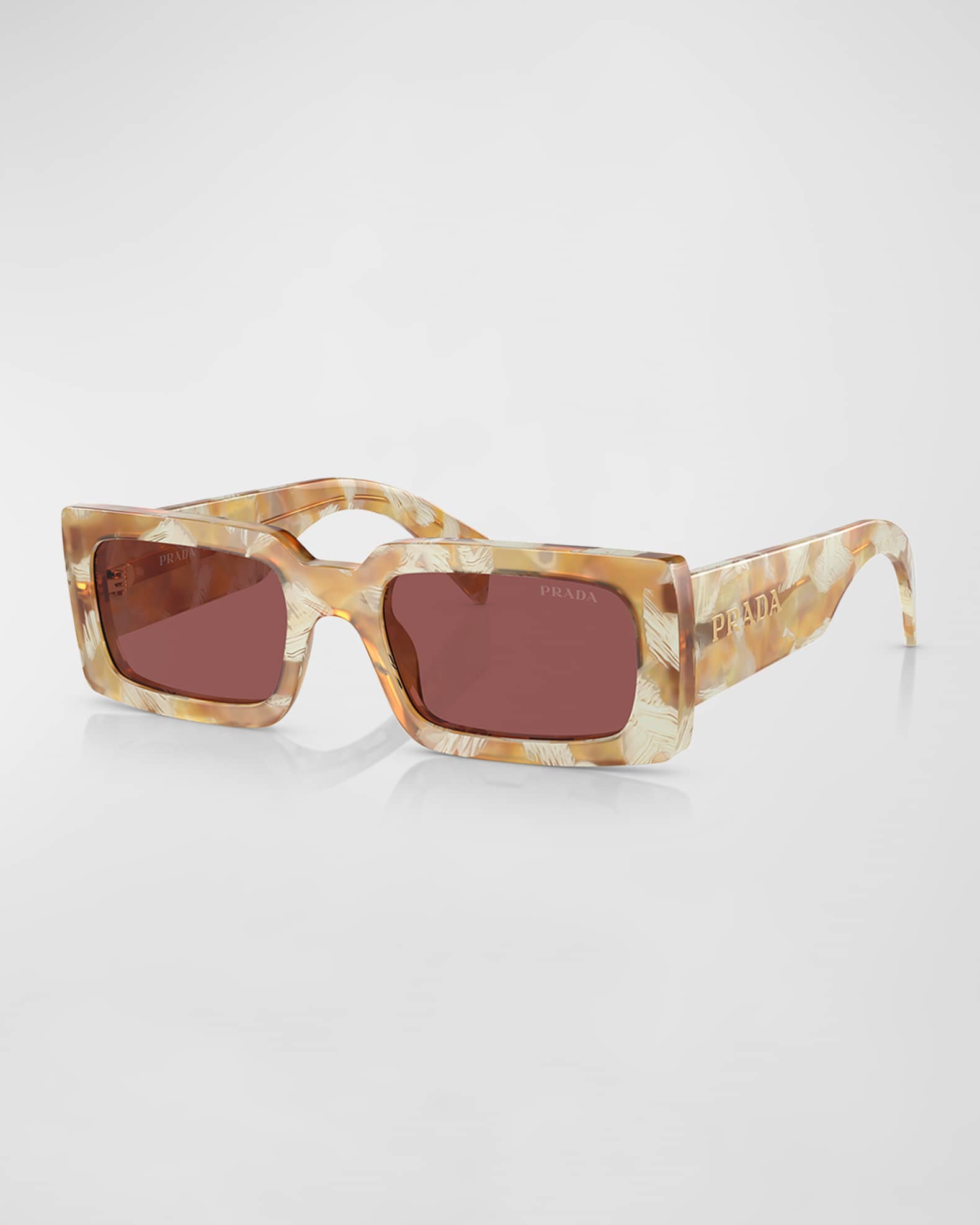 Prada Logo Acetate Rectangle Sunglasses | Neiman Marcus