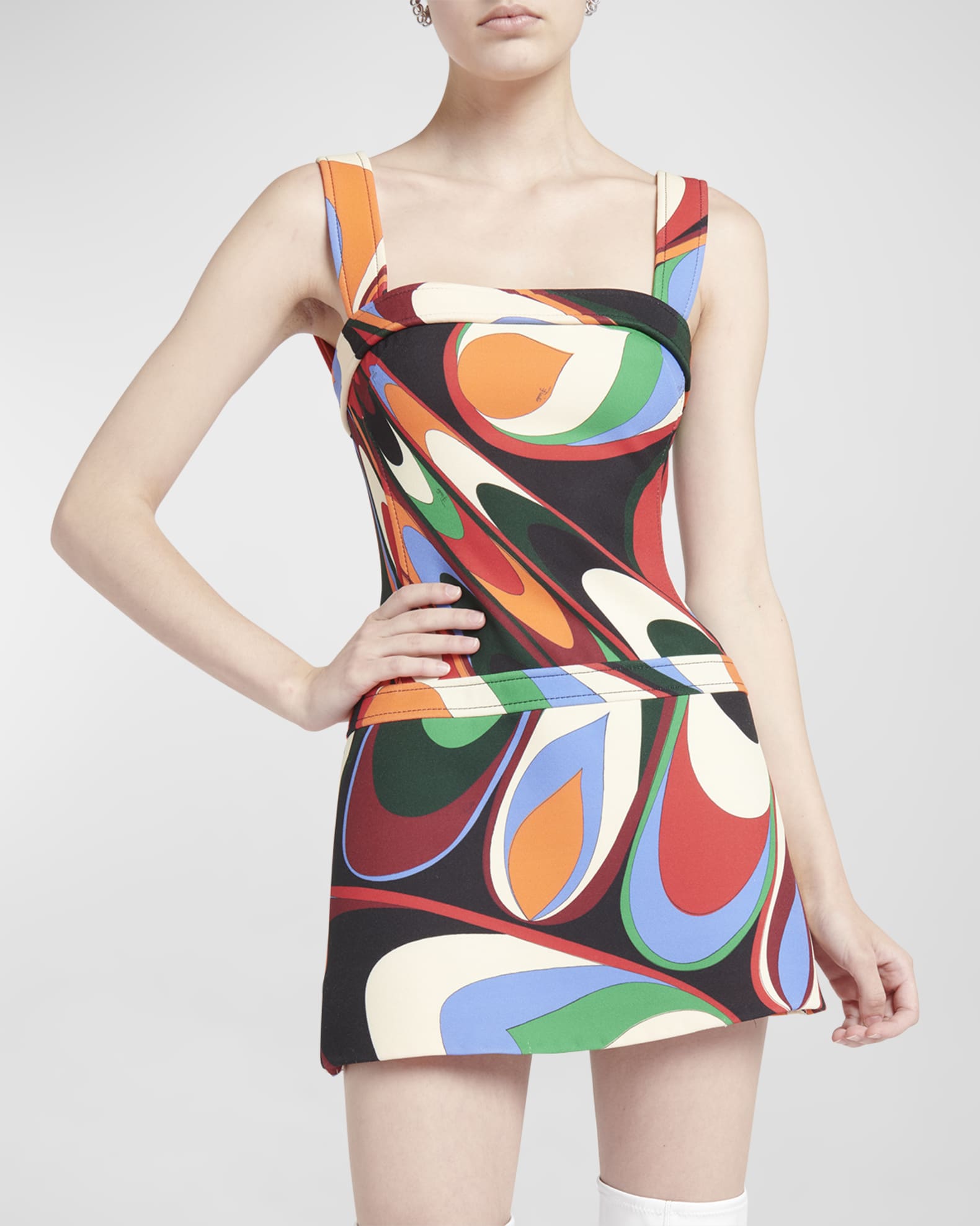 Emilio Pucci Abstract-Print Sleeveless Drop-Waist Mini Dress | Neiman ...