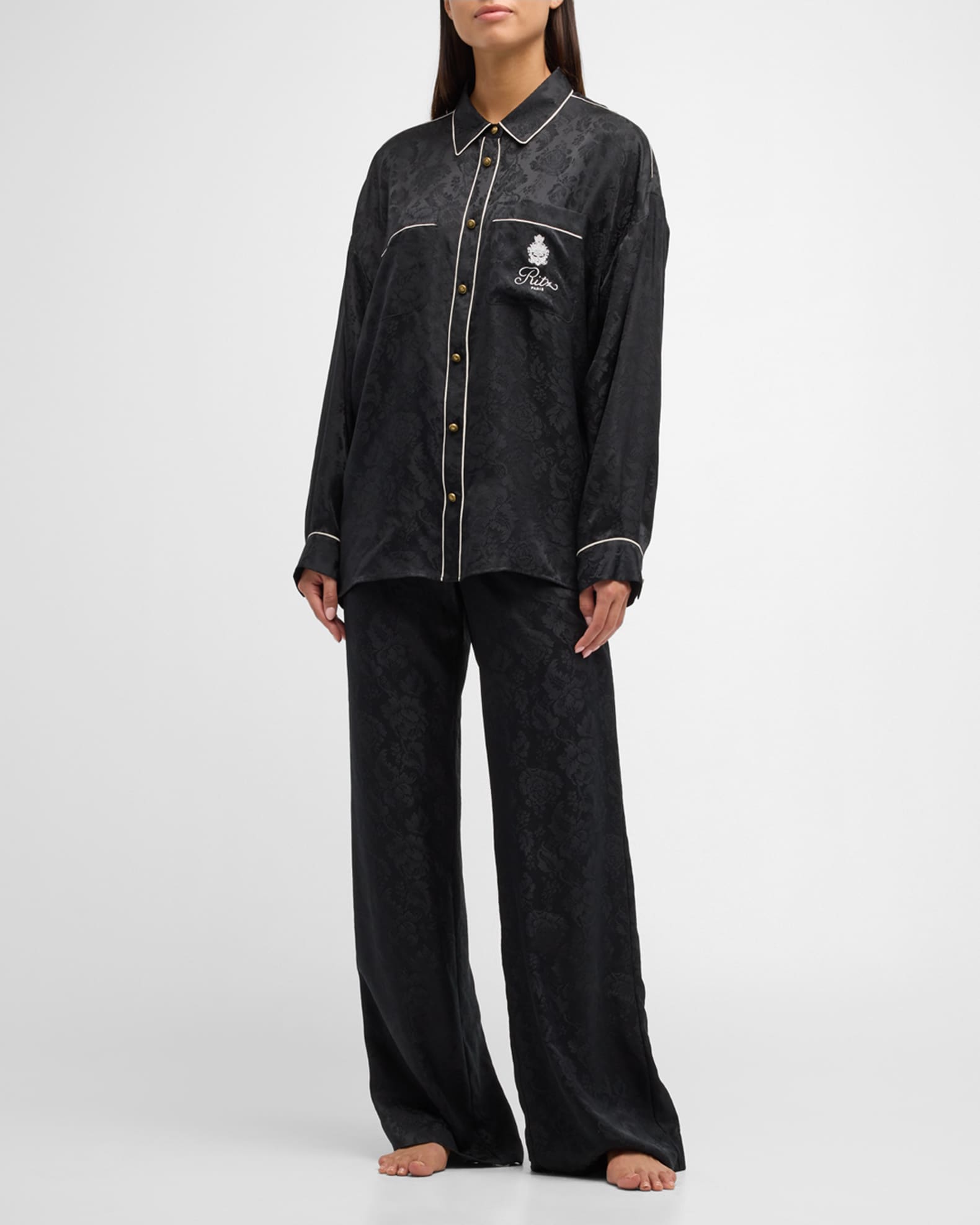 FRAME x Ritz Paris FRAME x Ritz Paris Floral Silk Trousers | Neiman Marcus